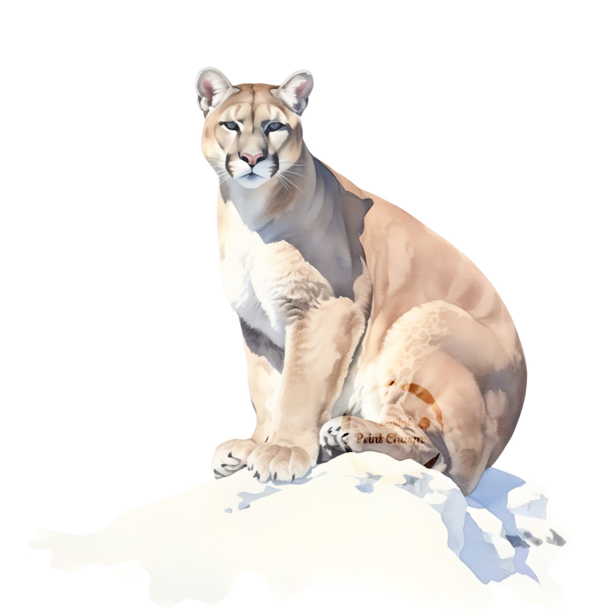 Realistic Mountain Lion Watercolor Clipart Bundle | 20 Majestic Puma ...