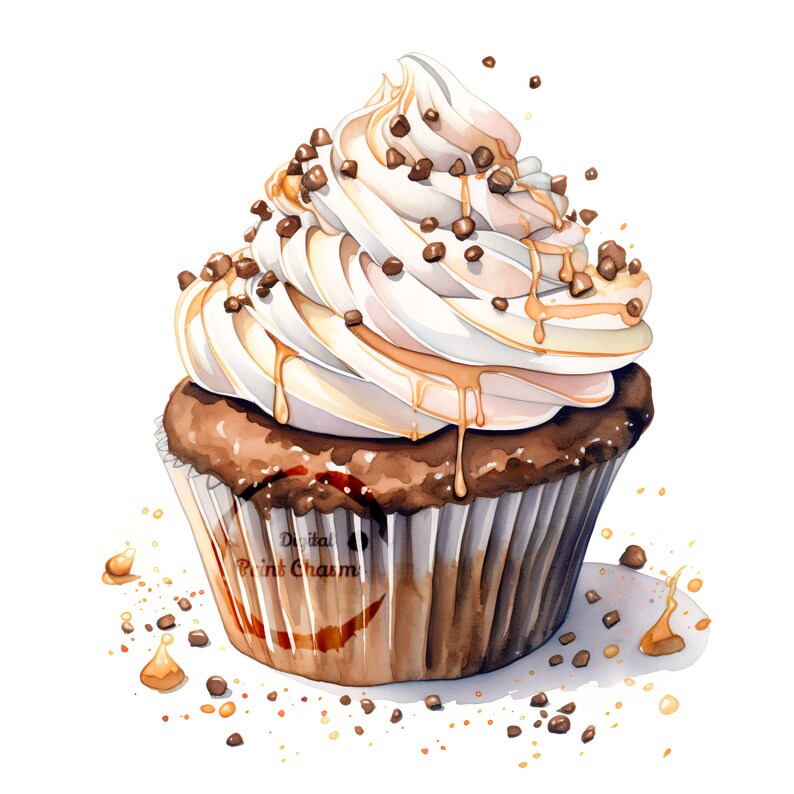 Delicious Cupcake Watercolor Clipart Set 12 Mouthwatering - Etsy