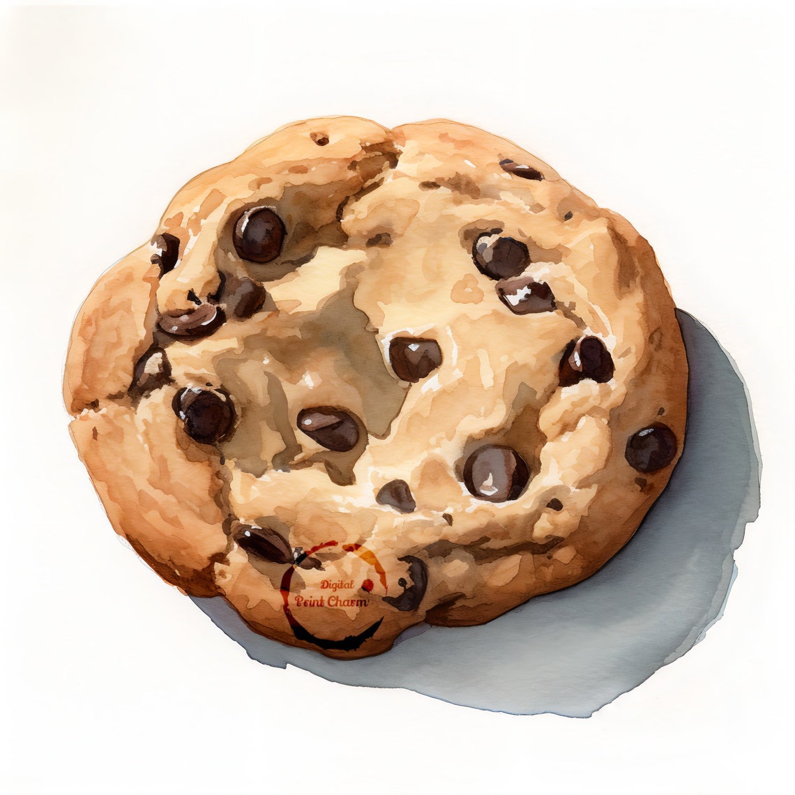 Watercolor Chocolate Chip Cookie Clipart Set 16 Delicious Dessert ...