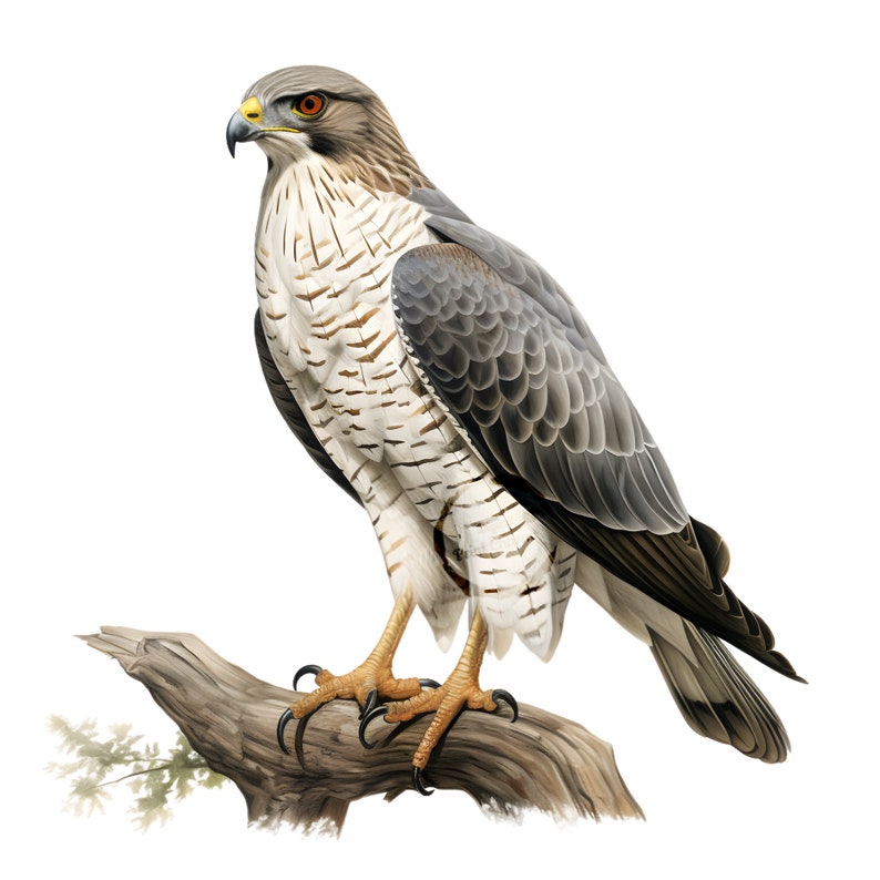 Majestic Goshawk Watercolor Clipart Set 16 Realistic Bird of Prey ...