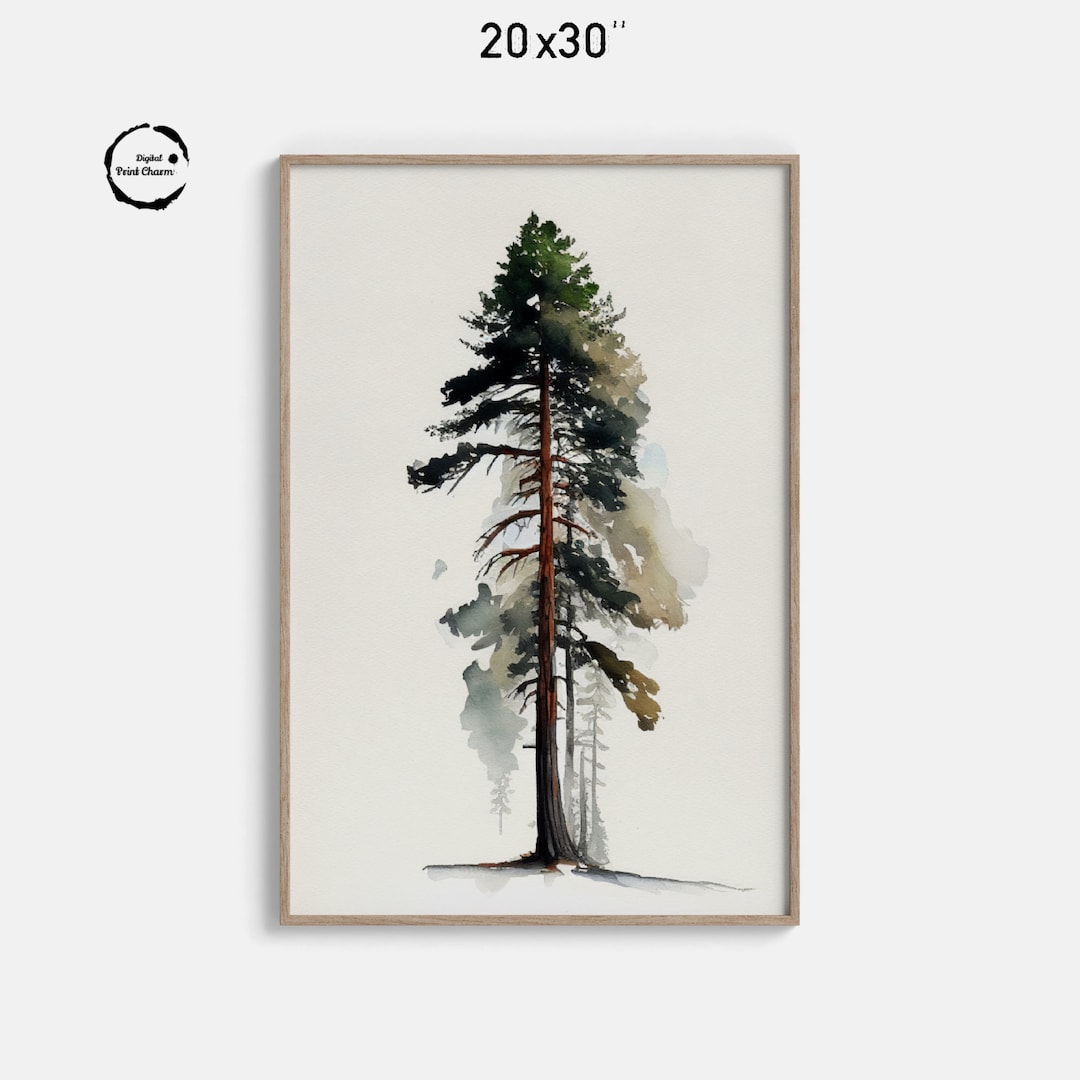 Sequoia Tree, Watercolor, Digital Printable Art Work, Digital Download ...