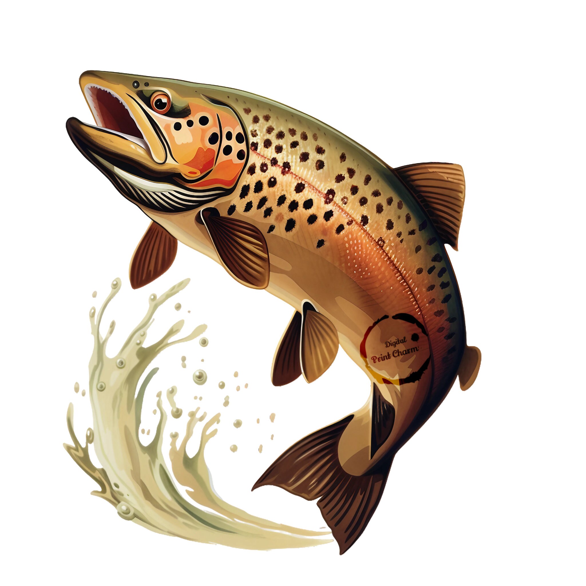 Exquisite Trout Clipart Bundle 16 Realistic Fish Illustrations Perfect ...