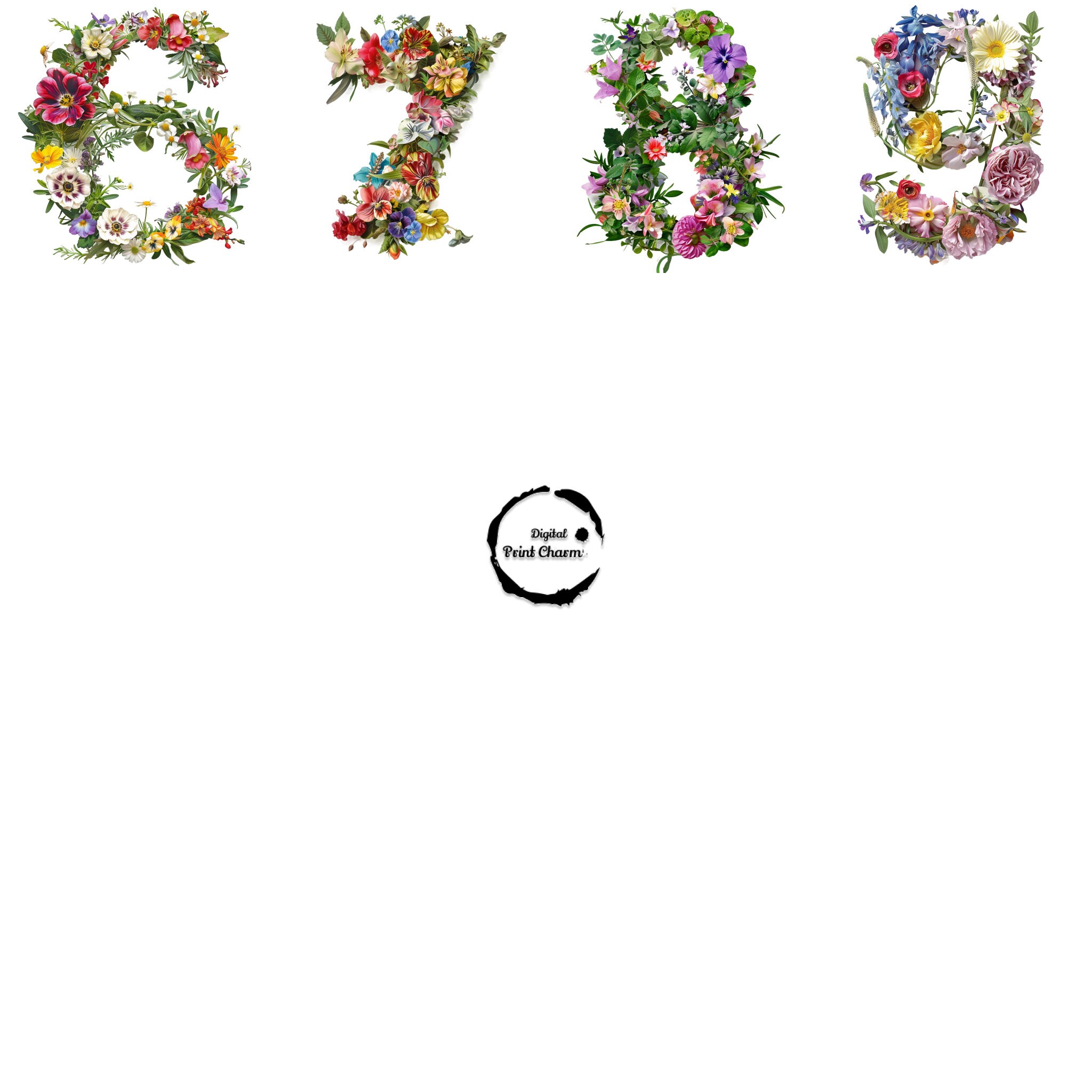 Floral Alphabet & Numbers Clipart Bundle Spring Flowers Themed Letters ...