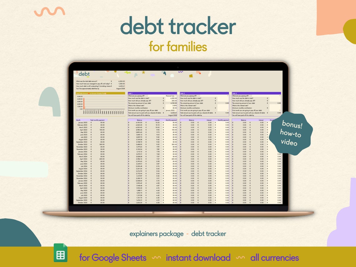 Google Sheets Debt Payoff Tracker for Families DIY Credit Repair, Debt ...