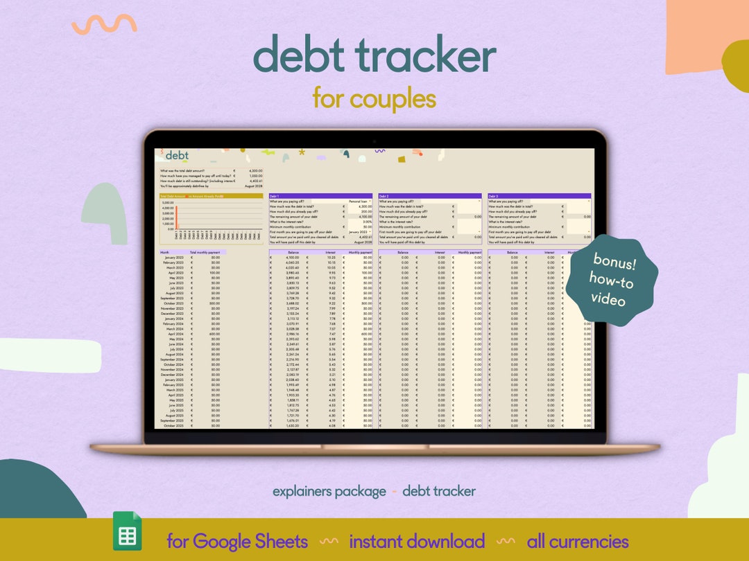 Google Sheets Debt Payoff Tracker for Couples - DIY Credit Repair, Debt ...