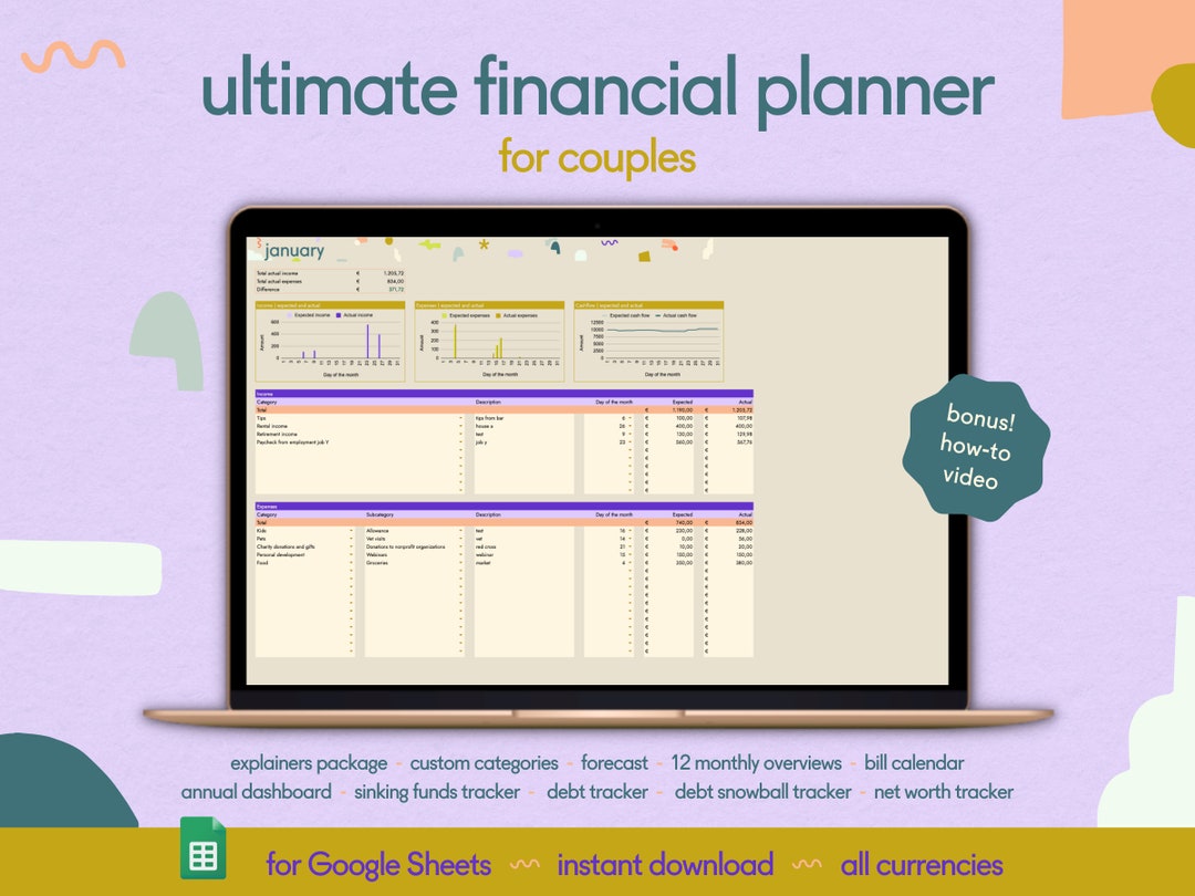 Google Sheets Ultimate Financial Planner for Couples - Finance Tracker ...