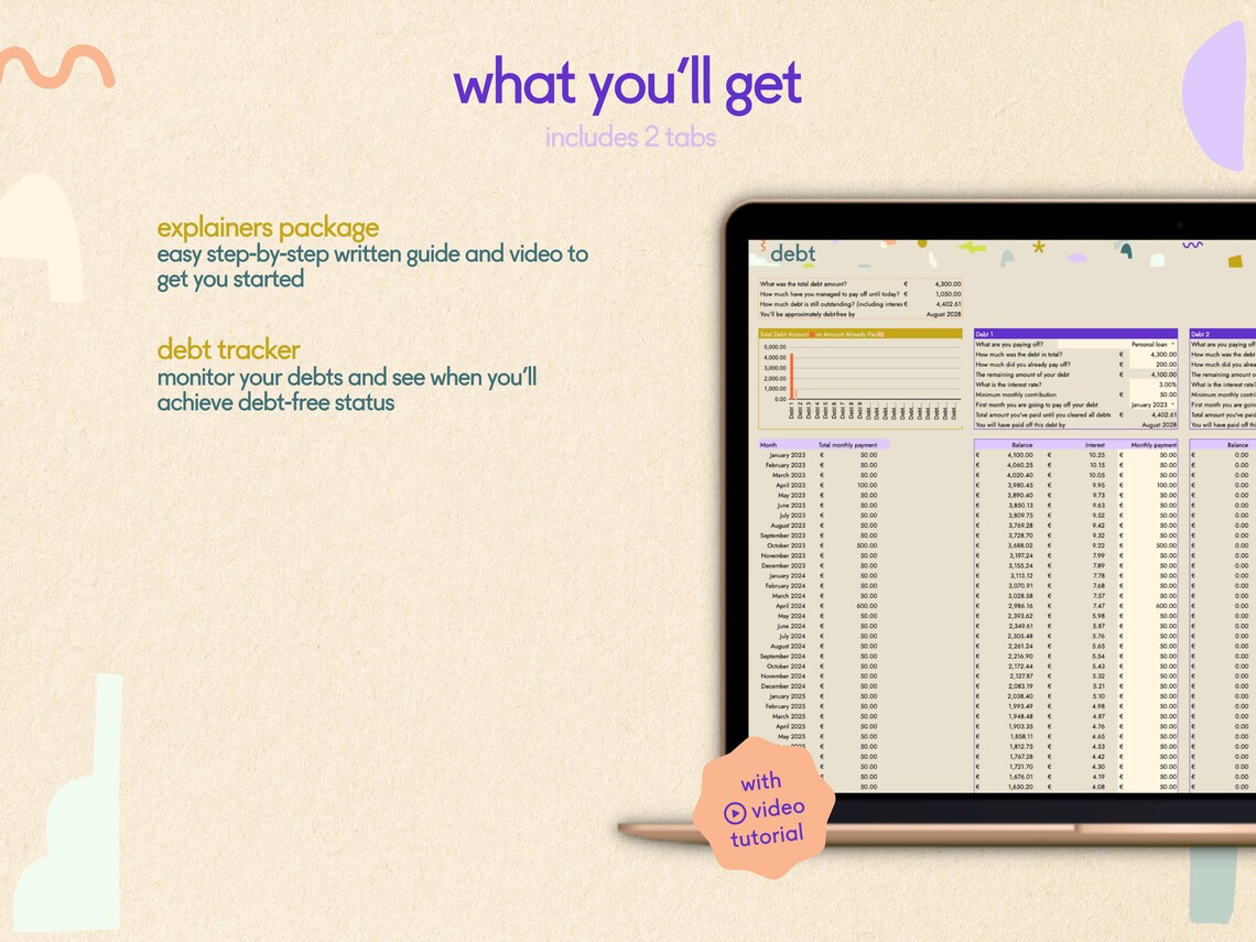 Family Debt Payoff Tracker: Google Sheets Budget Spreadsheet (digital ...