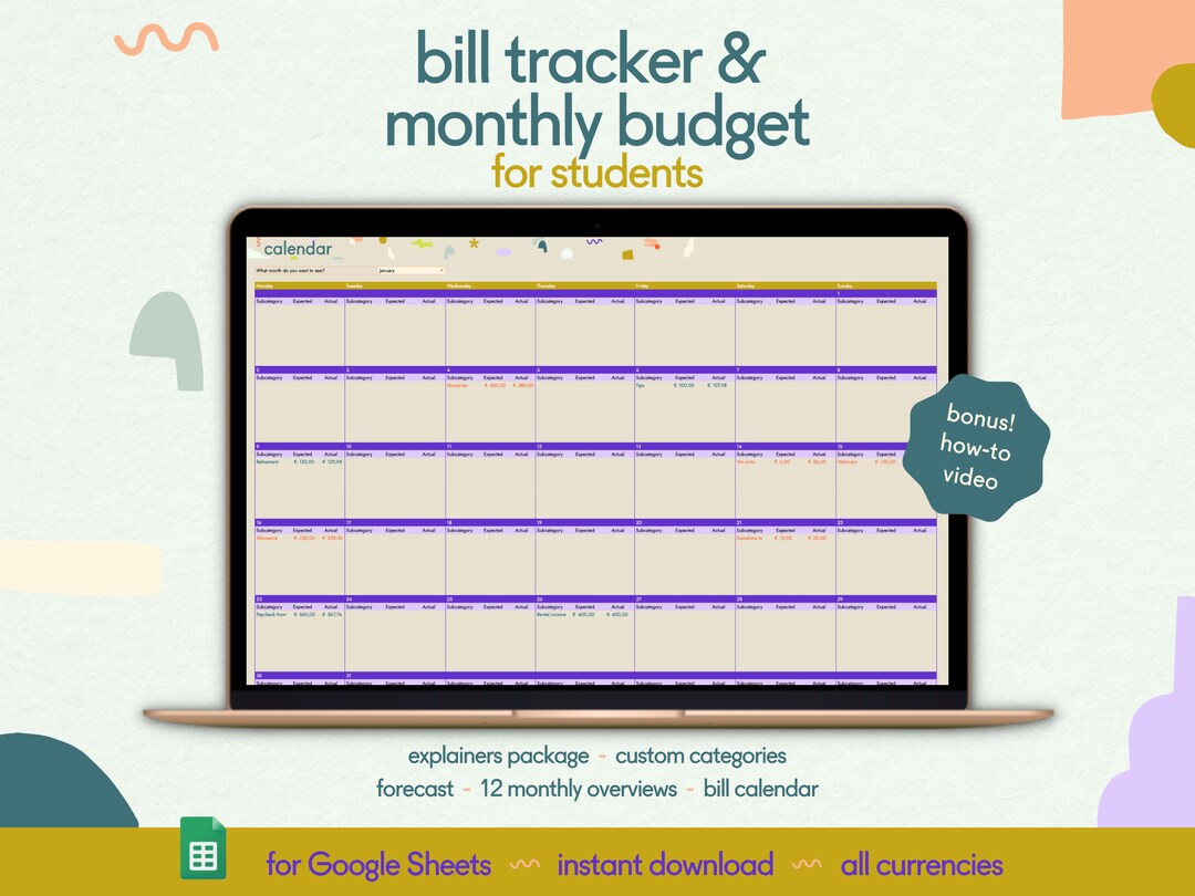 Google Sheets Budget Planner for Students With Monthly Income and ...