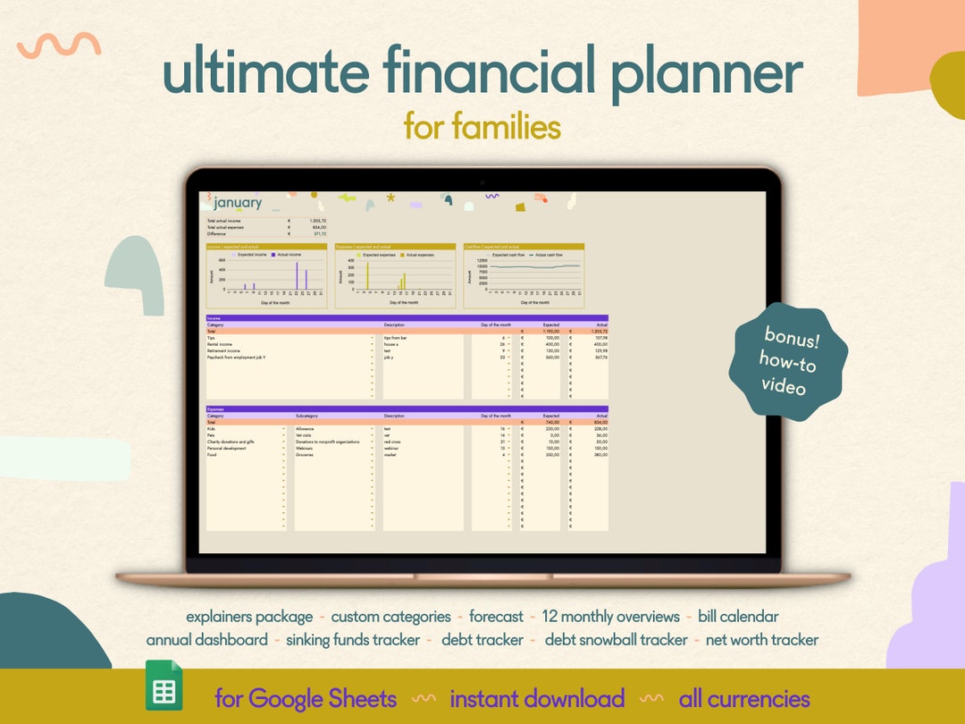 Google Sheets Ultimate Financial Planner for Families - Finance Tracker ...