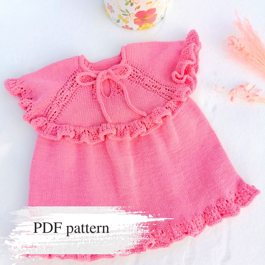 Dress Knitting, Girls Dress Pattern, Newborn Dress, Knitted Baby ...