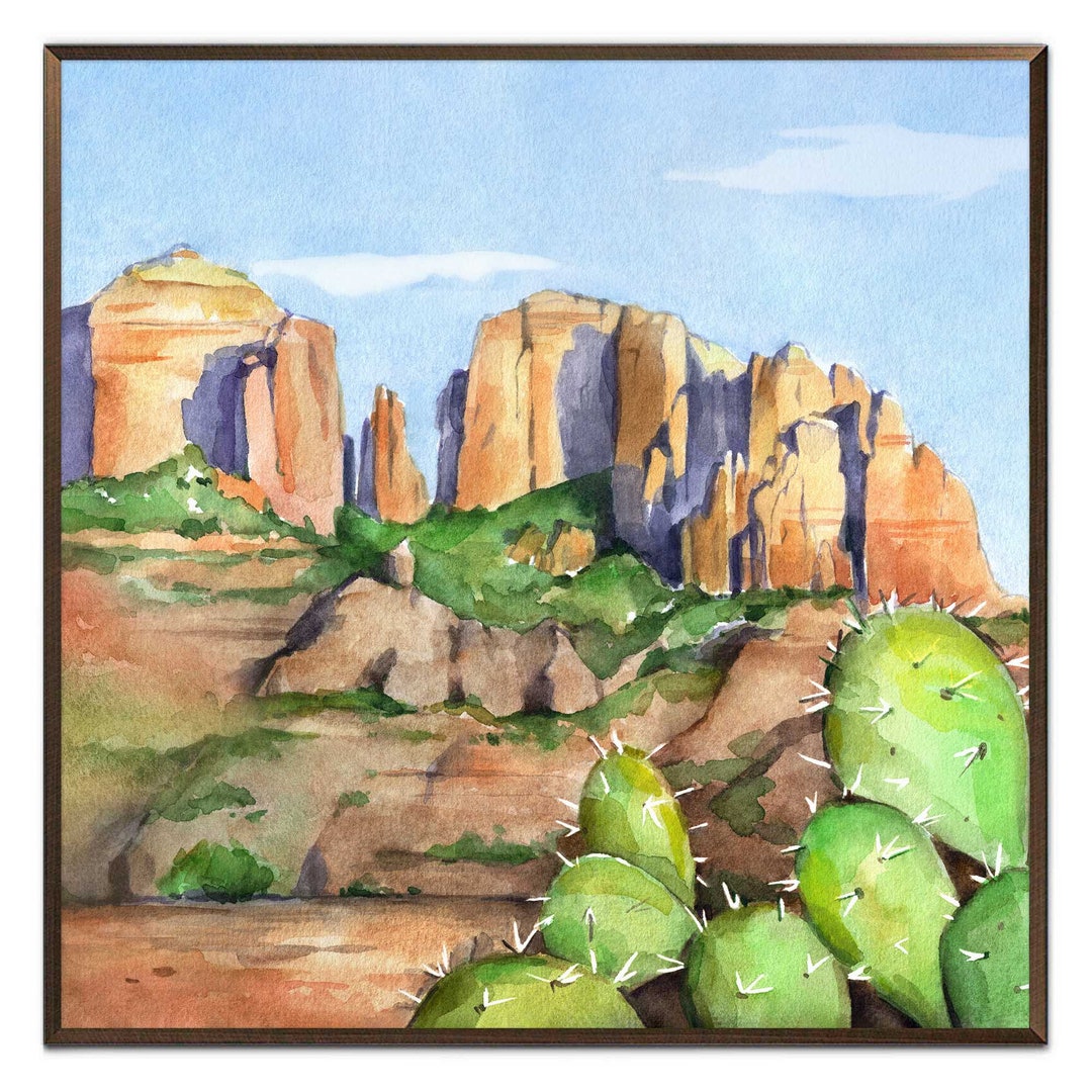 Cathedral Rock Art Print Arizona Landscape Watercolor Painting Sedona ...
