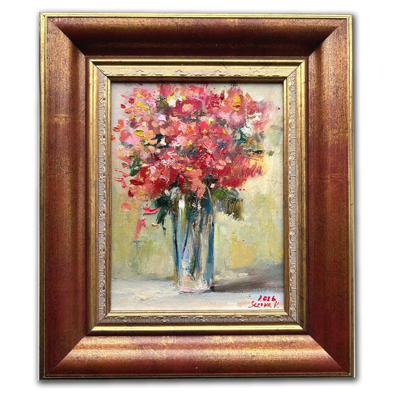 Framed Floral Original Painting Oil Art Impasto Oil 10x12 in Vibrant ...