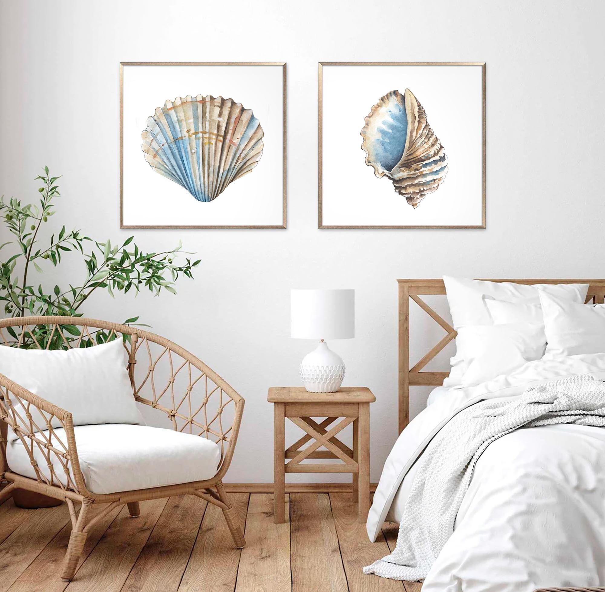 Seashell Art Clam Set of 2 Prints Coastal Watercolor Painting Shell Art ...