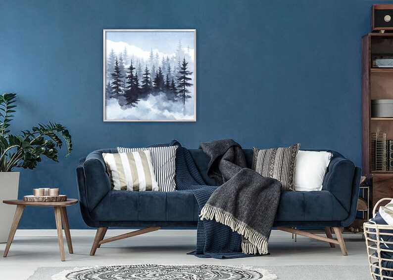 Spruce Forest Art Print Pine Trees Watercolor Painting Abstract ...