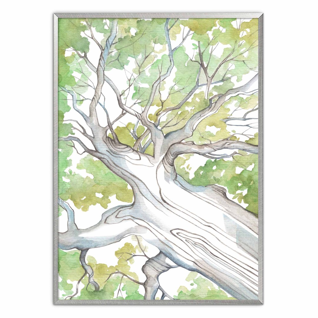 Oak Tree Art Print Abstract Big Tree Watercolor Painting Large Tree ...
