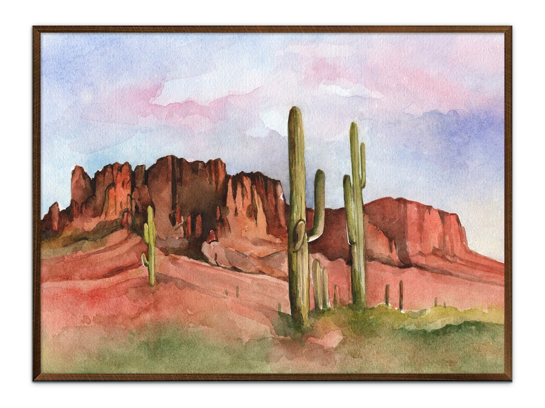Arizona Painting Desert Art Print Arizona Landscape Watercolor - Etsy