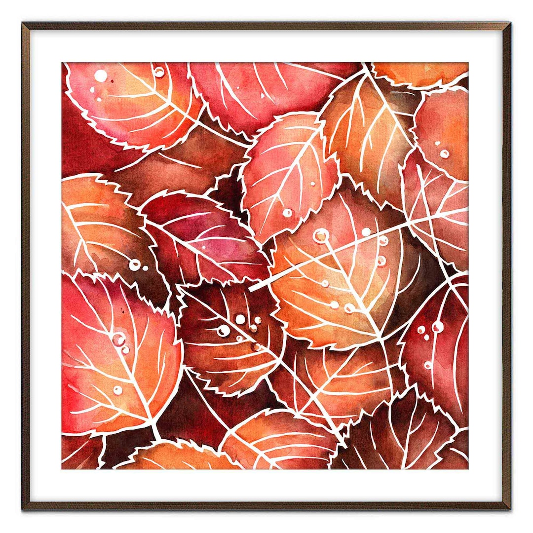 Autumn Leaves Art Print Fall Leaf Watercolor Painting Abstract Floral ...