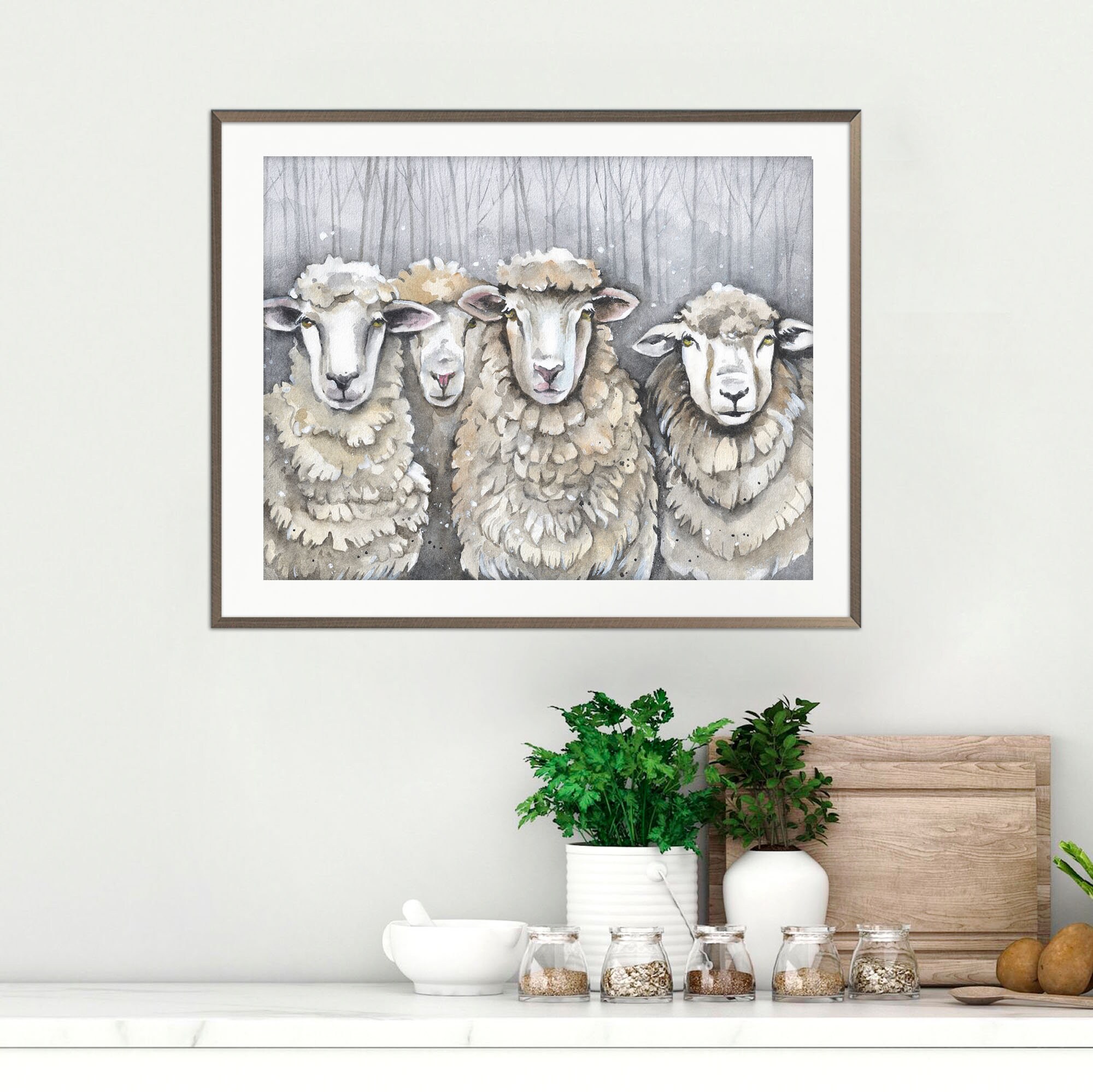 Sheep Art Print Farm Animals Watercolor Painting Scotland Wall - Etsy