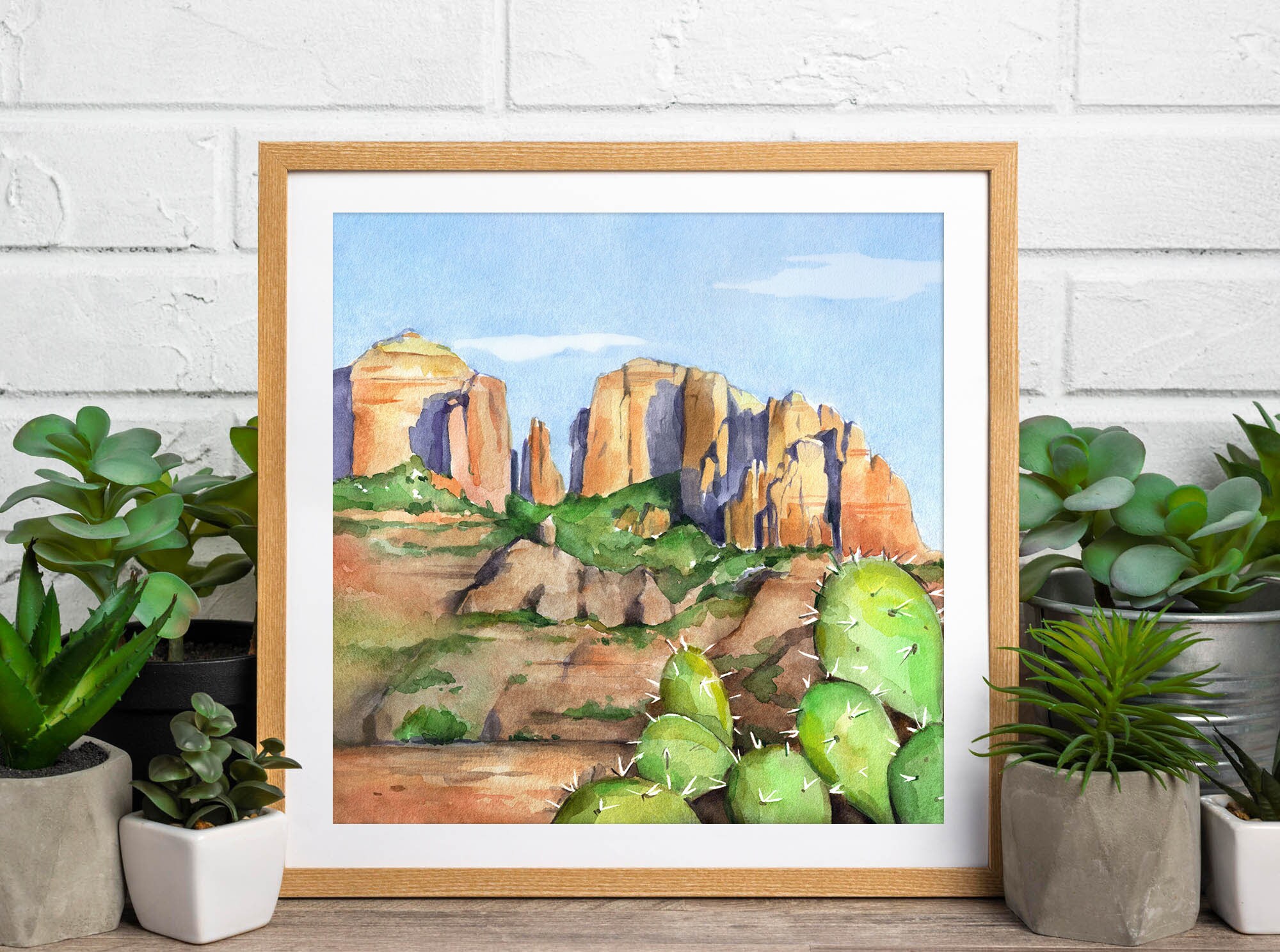 Cathedral Rock Art Print Arizona Landscape Watercolor Painting Sedona ...