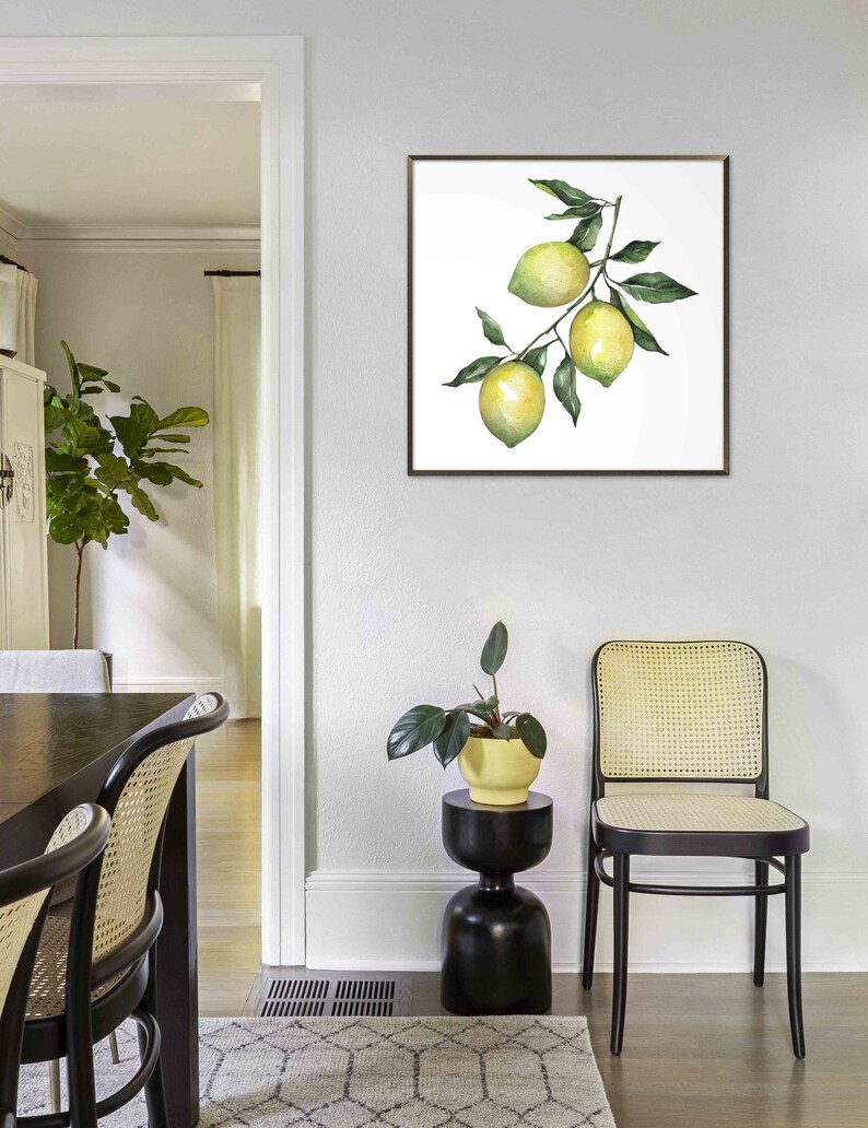 Lemon Art Print Fruit Watercolor Painting Vegan Food Wall Art Vintage ...