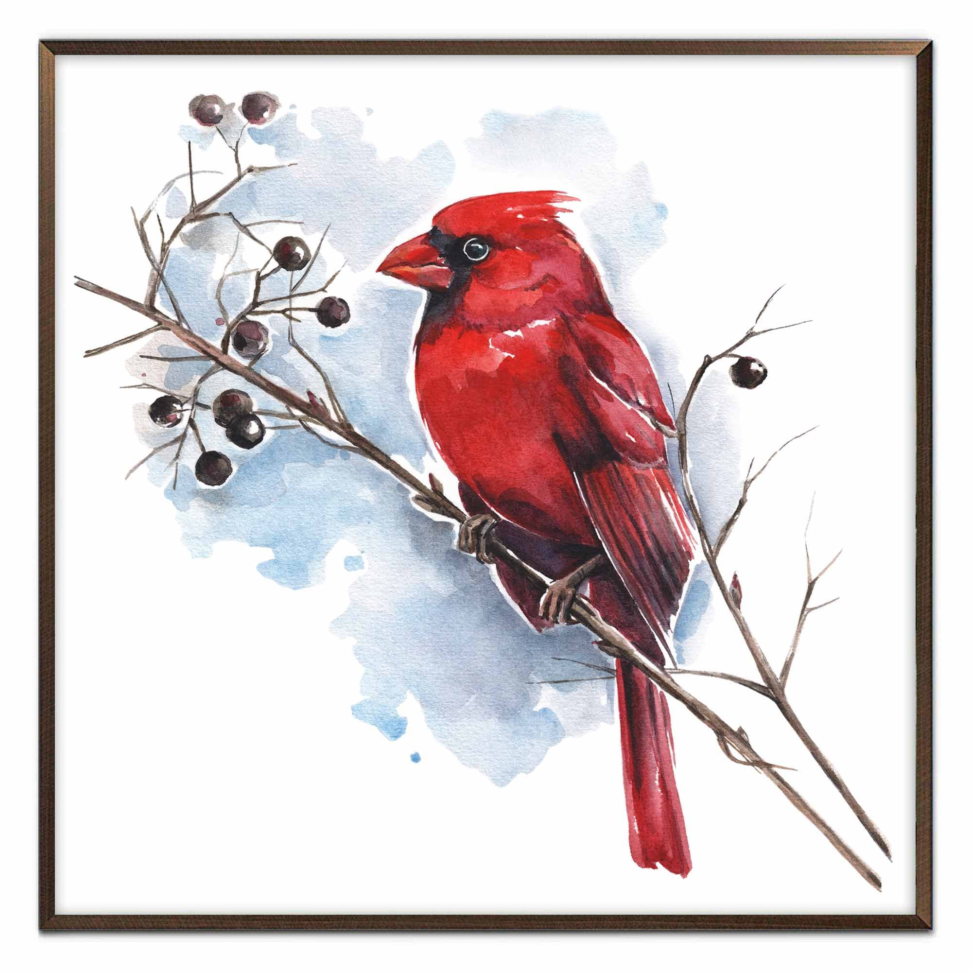 Red Cardinal Art Print State Bird Watercolor Painting Red Bird Wall Art ...