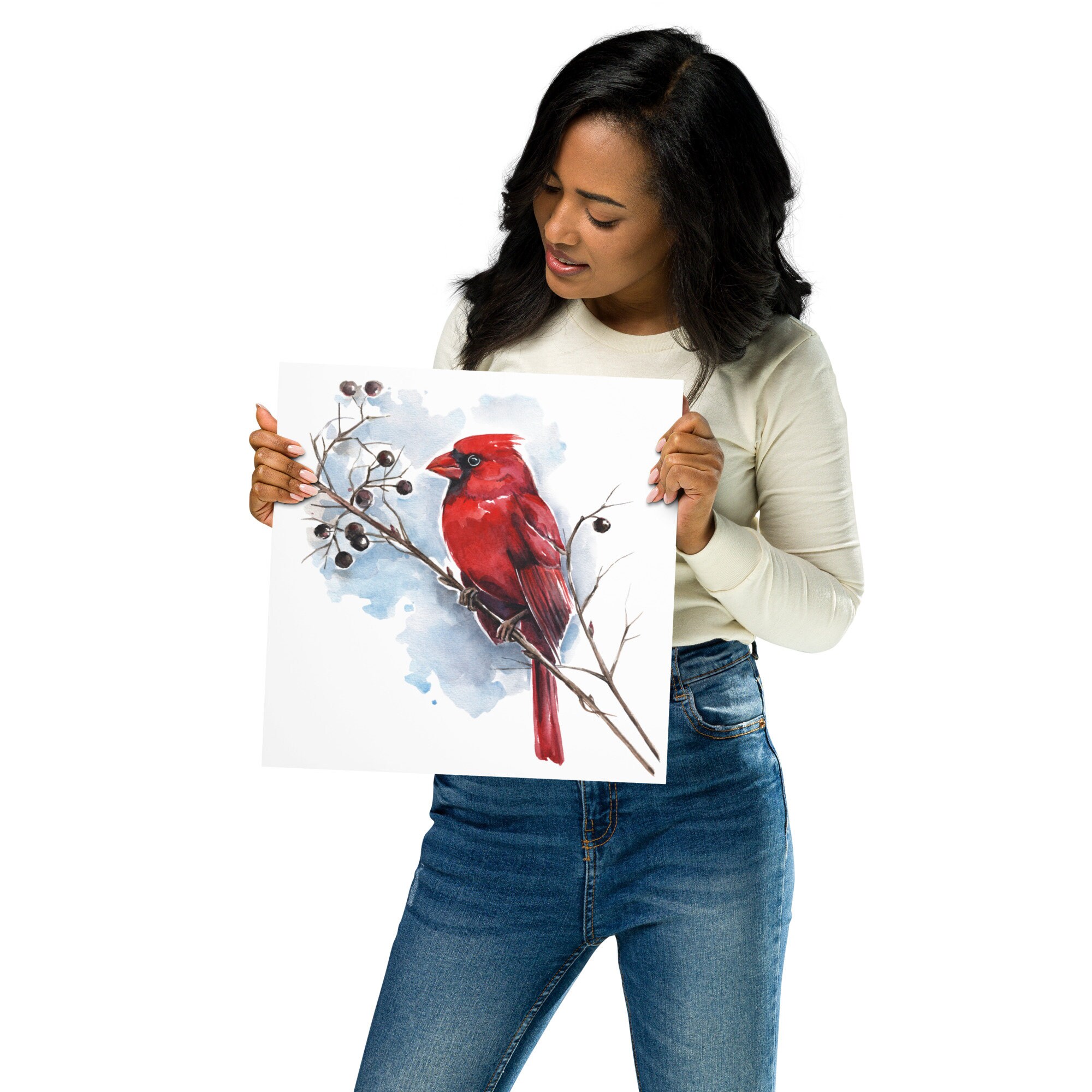 Red Cardinal Art Print State Bird Watercolor Painting Red Bird Wall Art ...