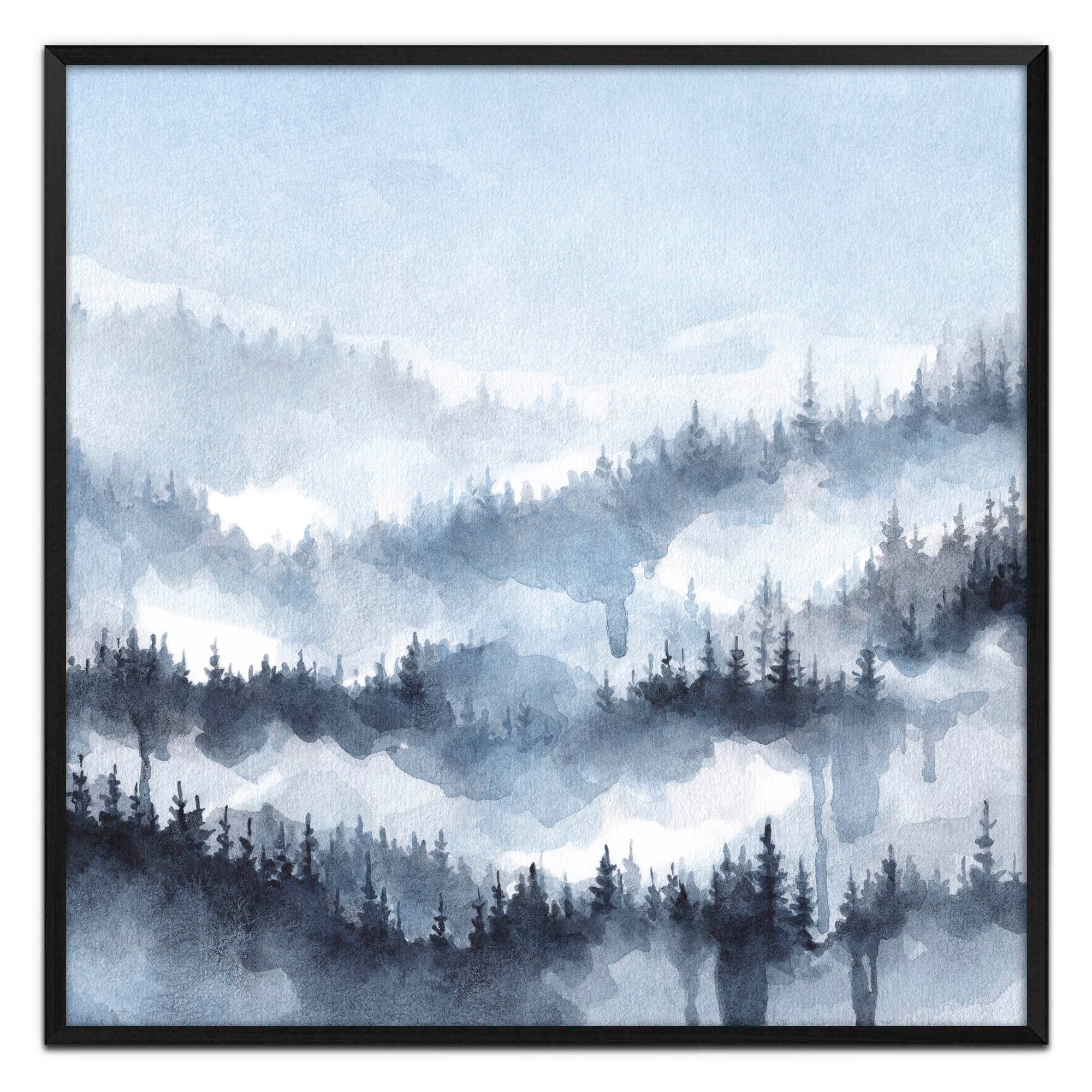 Mountain Forest Art Print Abstract Landscape Watercolor - Etsy