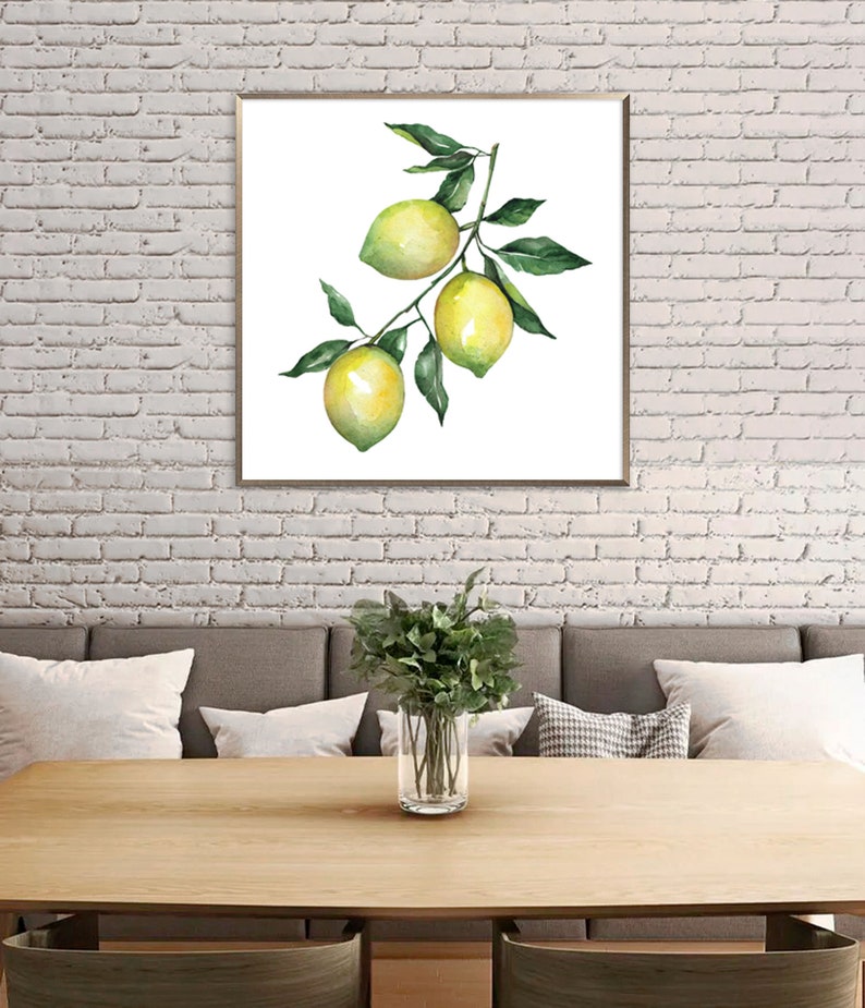 Lemon Art Print Fruit Watercolor Painting Vegan Food Wall Art Vintage ...