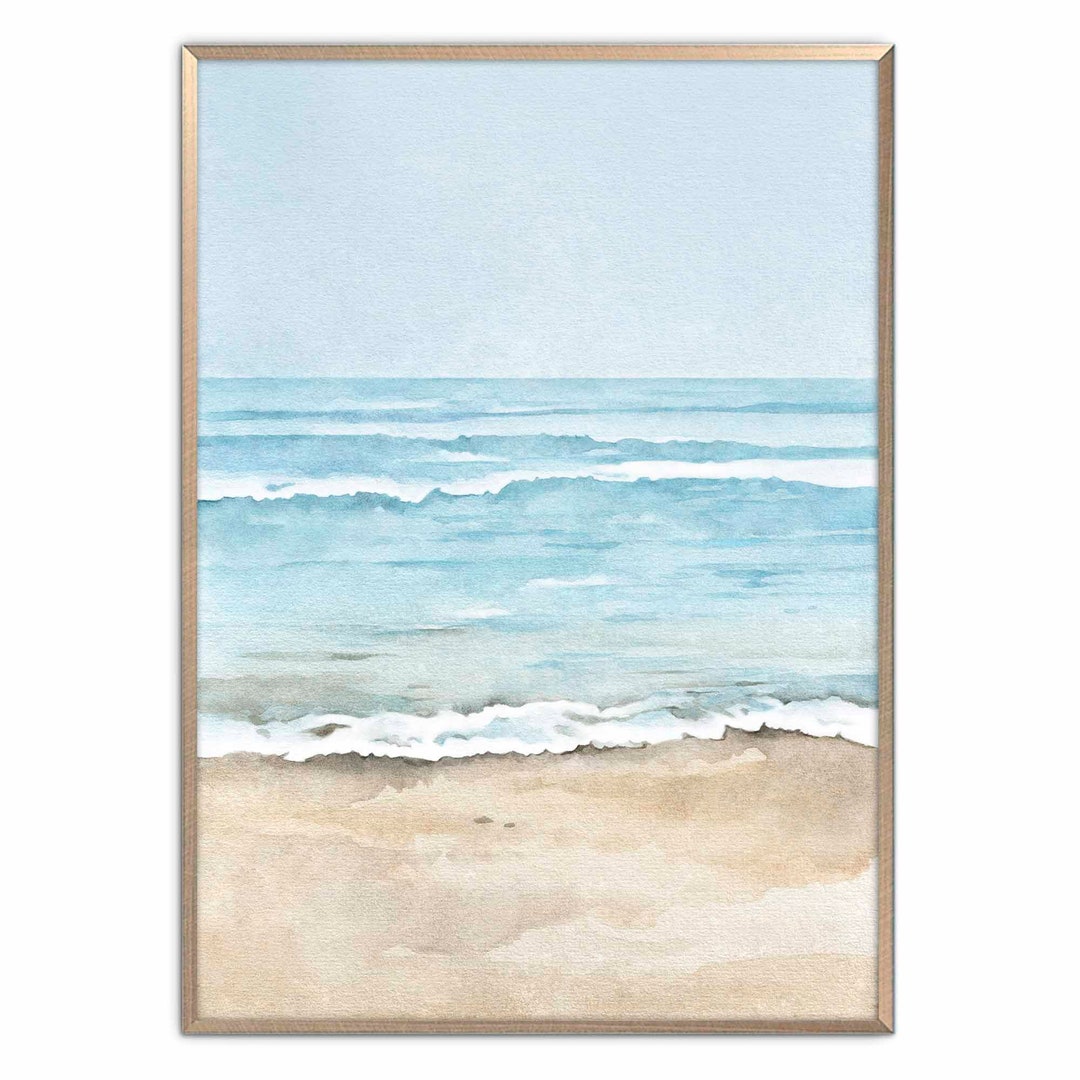 Coastline Art Print Coastal Landscape Watercolor Painting Neutral ...
