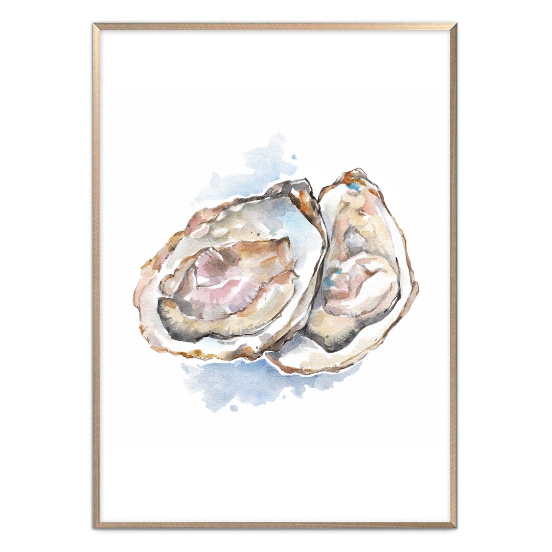 Oyster Art Print Sea Food Painting Seashell Wall Art Oyster Shell ...