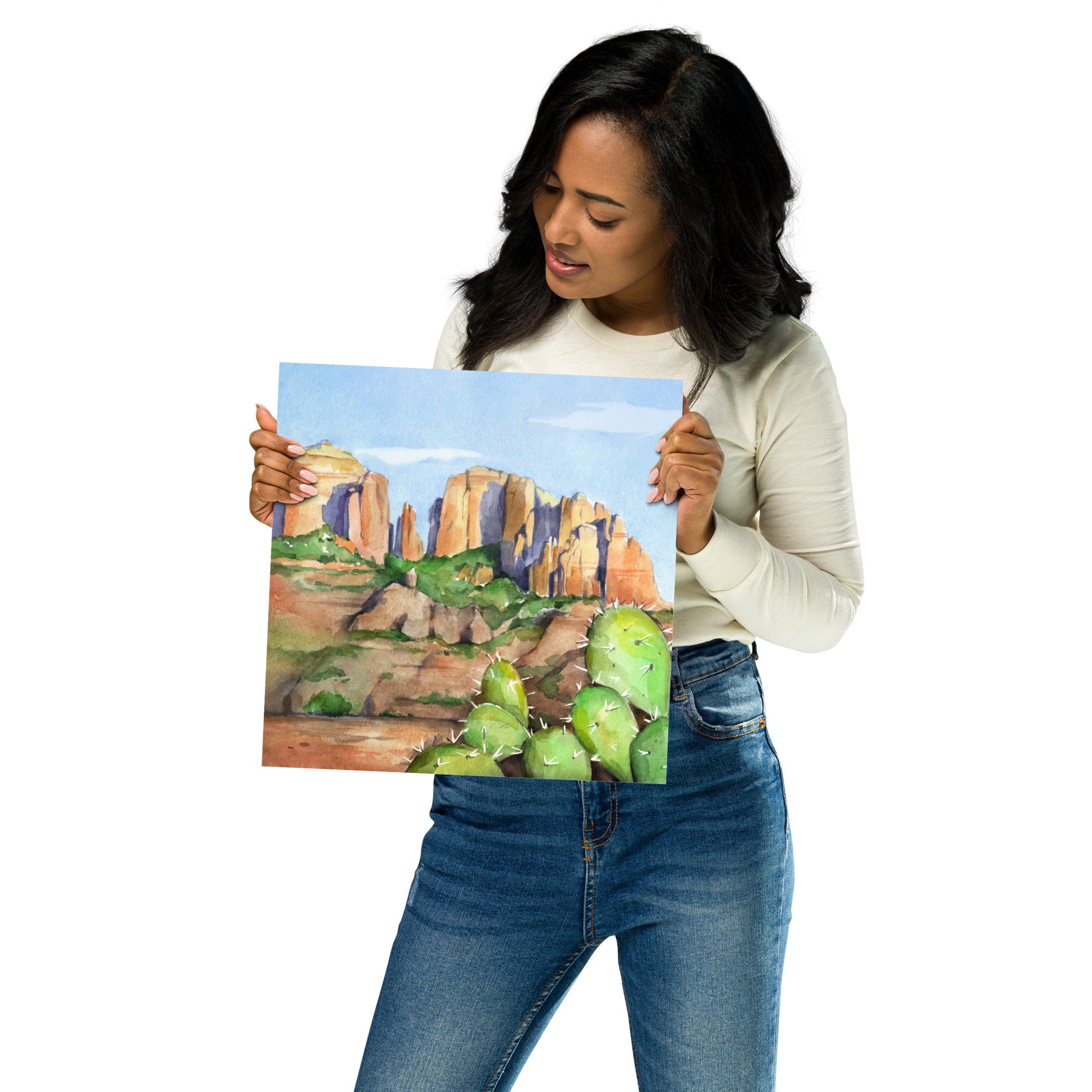 Cathedral Rock Art Print Arizona Landscape Watercolor Painting Sedona ...