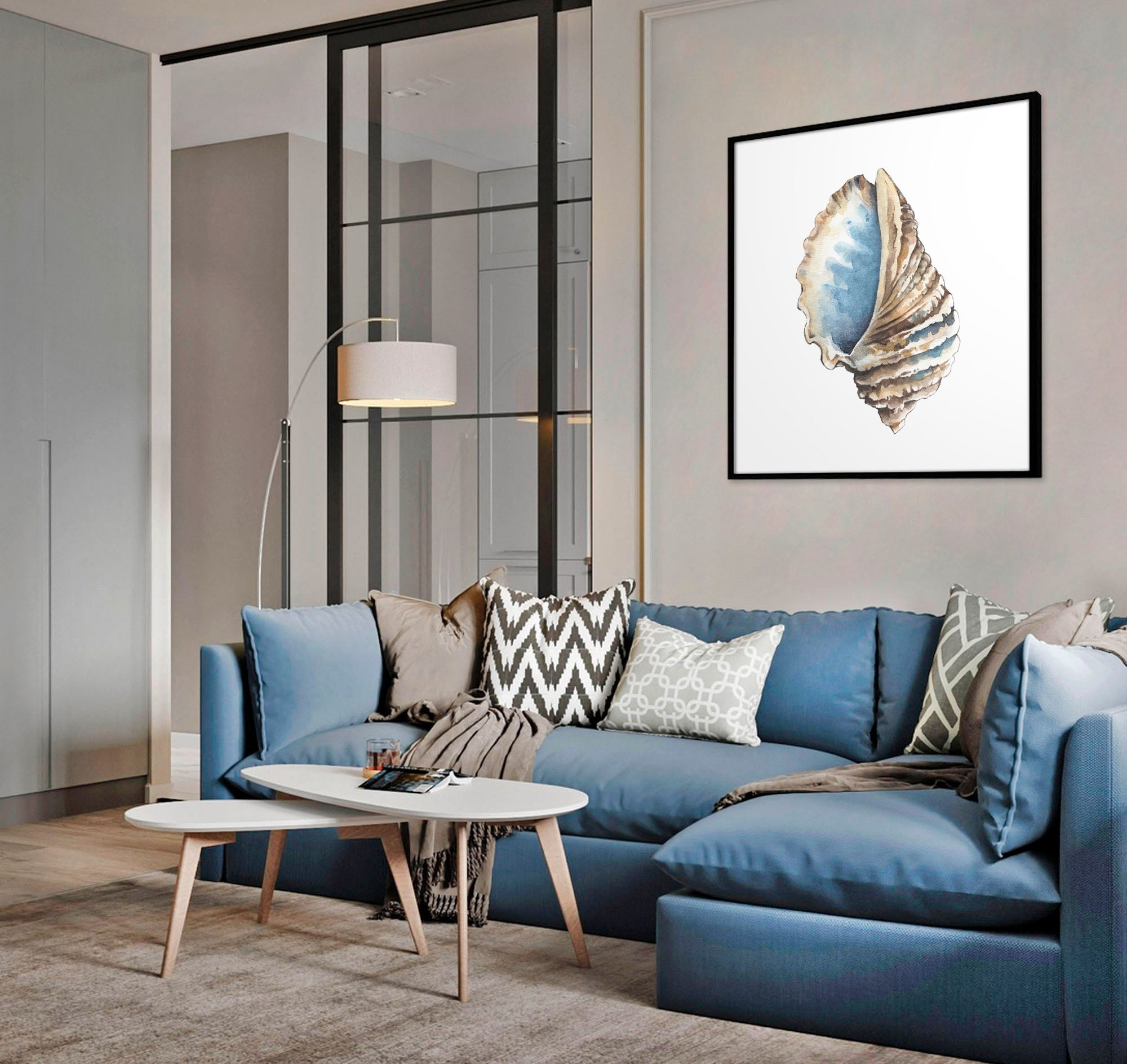 Seashell Art Print Shell Watercolor Painting Underwater Wall Art Beach ...