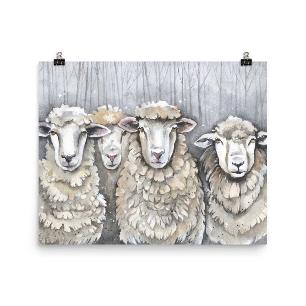 Sheep Art Print Farm Animals Watercolor Painting Scotland Wall - Etsy