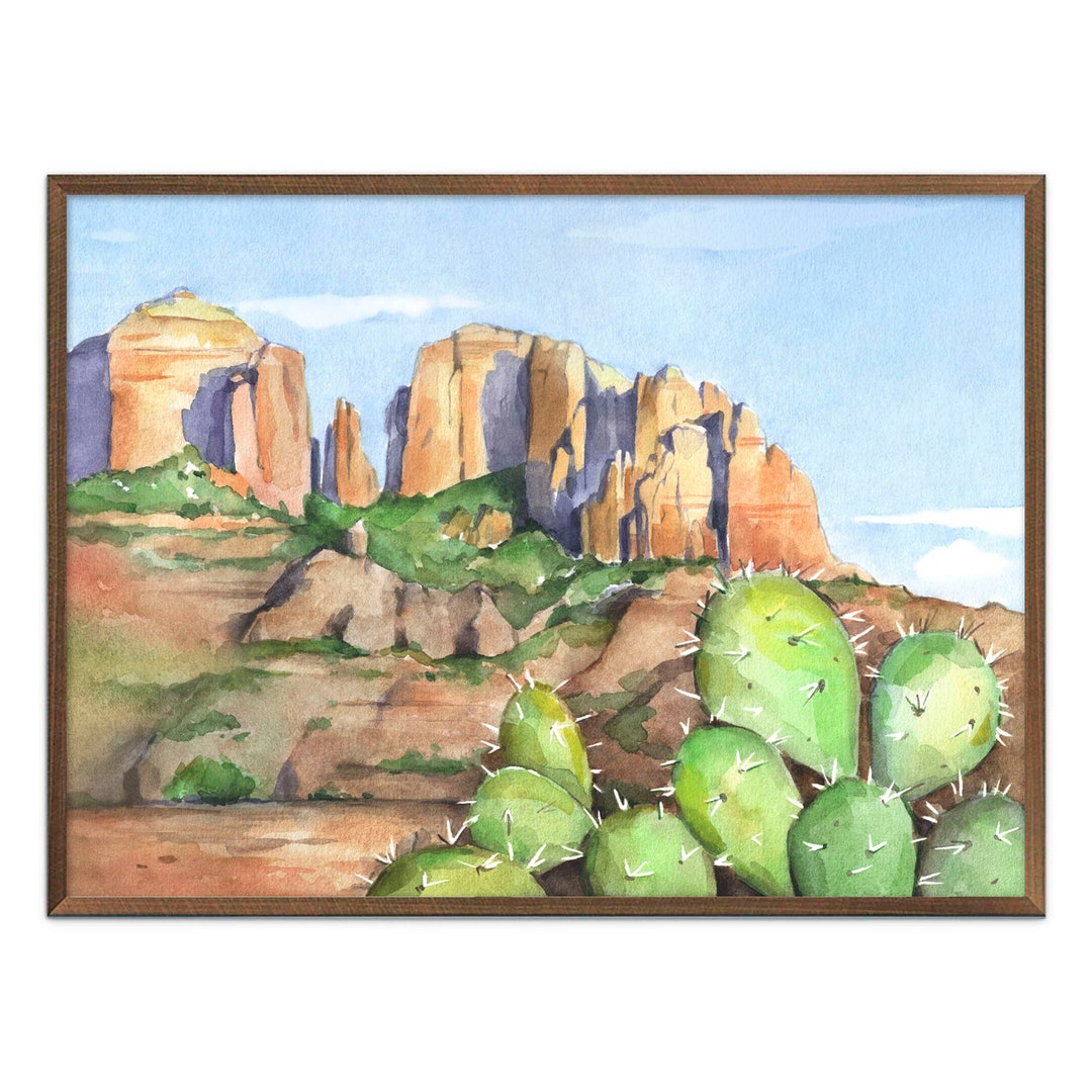 Sedona Desert Art Print Arizona Landscape Watercolor Painting Red Rock ...