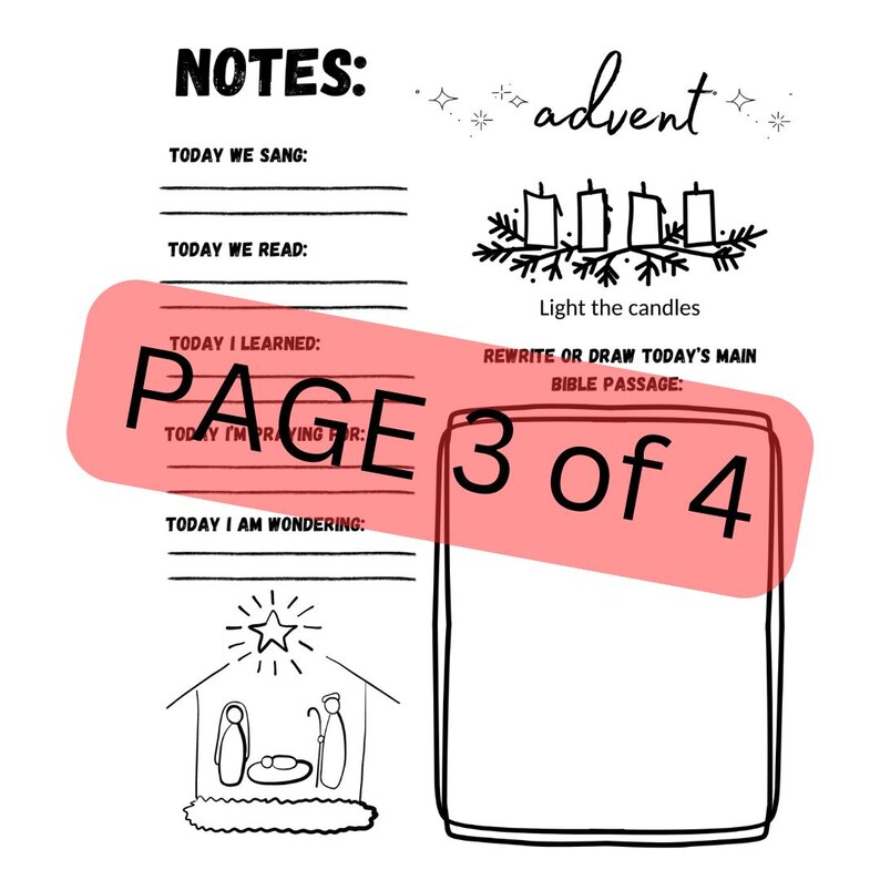 Advent/winter Sermon Note Pages for Kids - Etsy