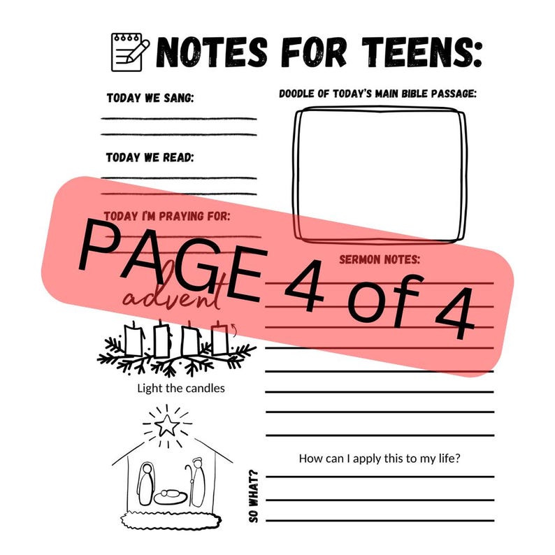 Advent/winter Sermon Note Pages for Kids - Etsy