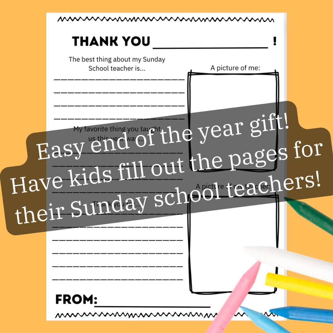Sunday School Teacher Thank You. Activity Page for Kids. - Etsy