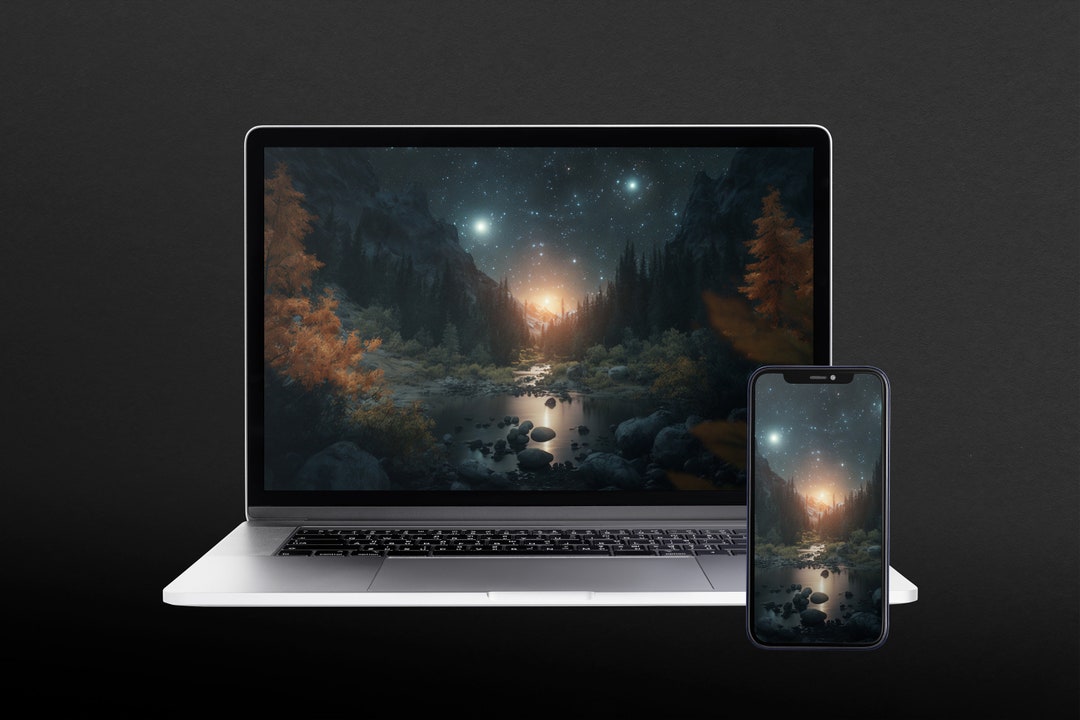 Starry Landscape Digital Print Screensaver Wallpaper for Desktop and ...