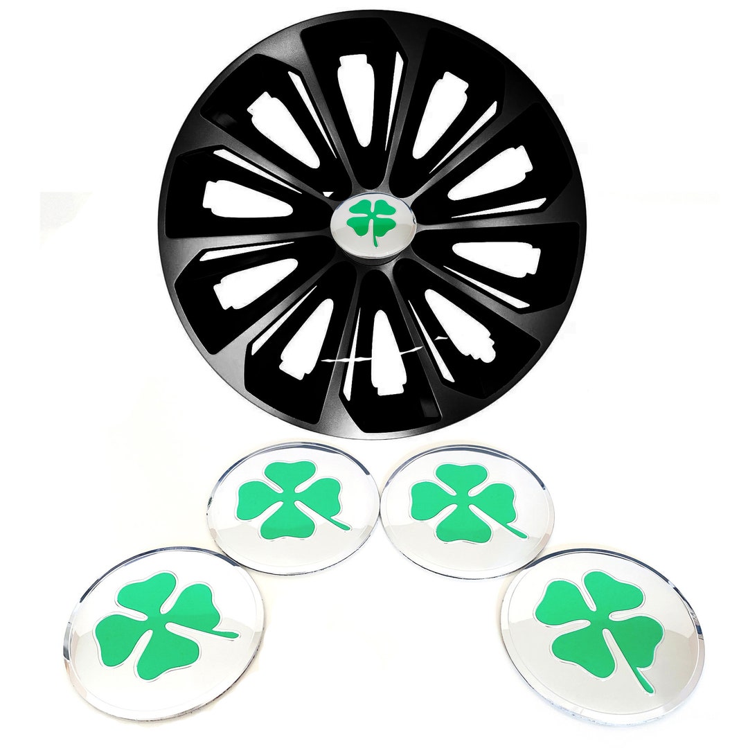 4 Stickers for QUADRIFOGLIO ALFA ROMEO Hubcaps 56mm Black and Chrome - Etsy