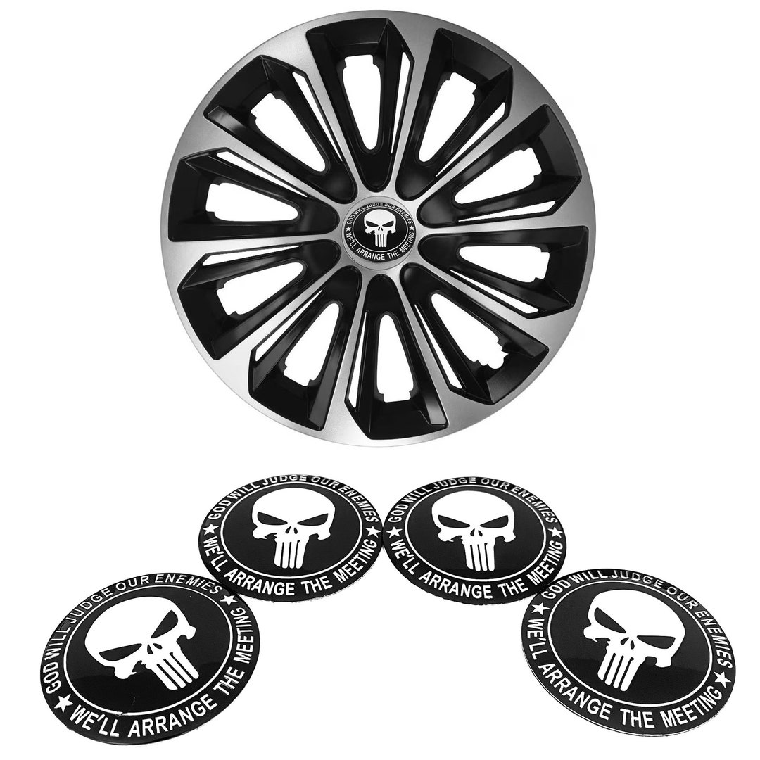4 Stickers for PUNISHER Hubcaps 56mm Black and Chrome - Etsy