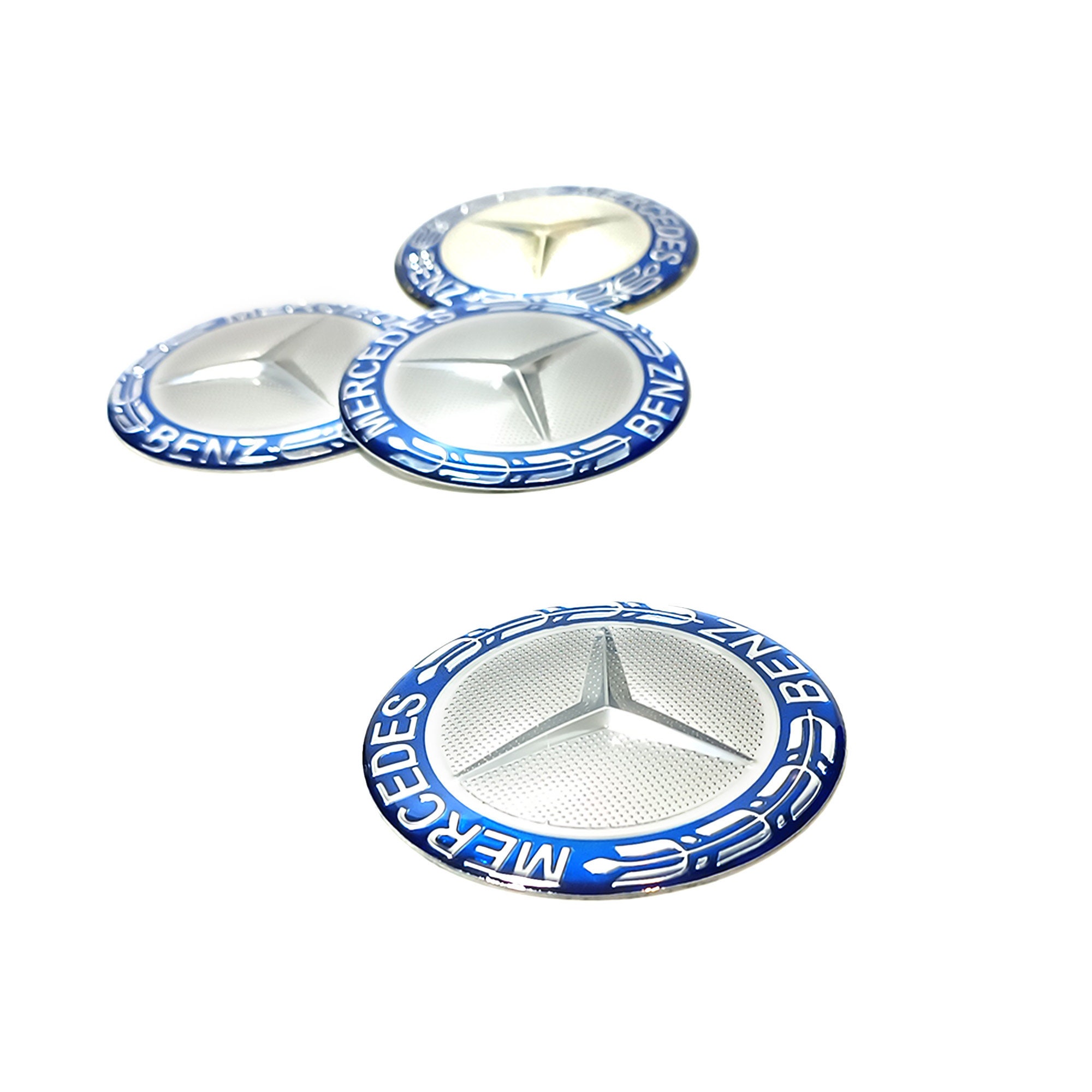4 Stickers for Mercedes Benz Hubcaps 65mm Blue Silver in Epoxy Resin - Etsy
