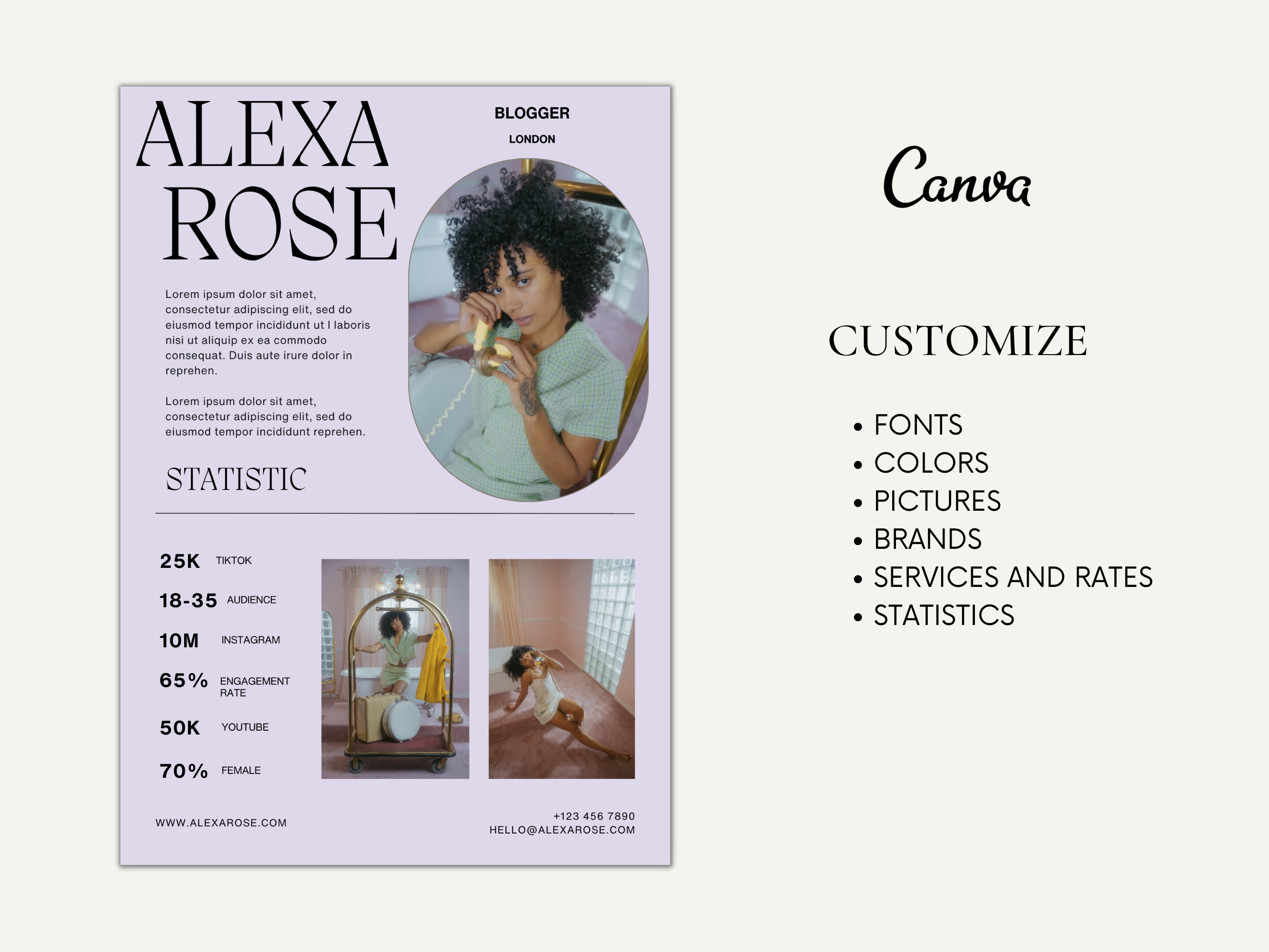 2 Page Influencer Kit Canva Template | Instagram, Tiktok Influencer ...