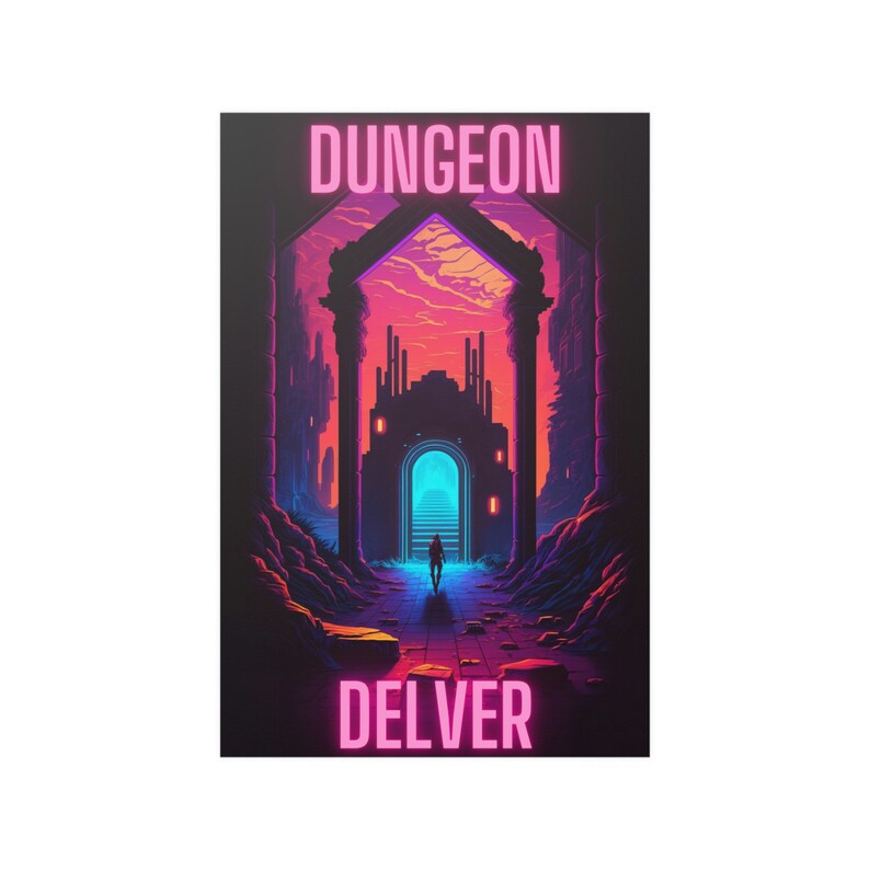 Gaming Poster Dungeons and Dragons Poster Video Game Poster Synthwave ...