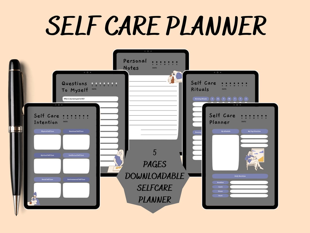 Pastel Illustration Self Care Planner, Self Care Worksheet, Personal ...