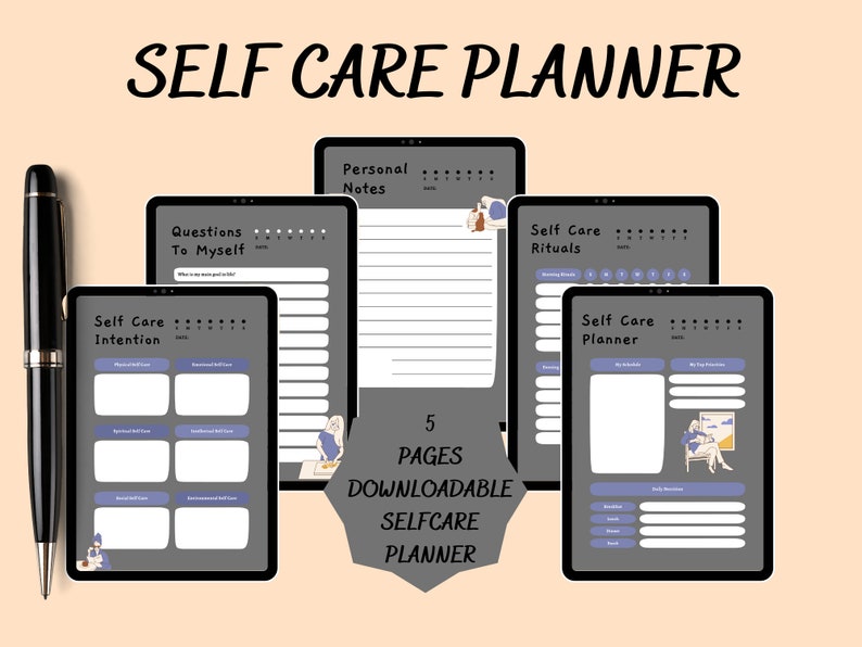 Pastel Illustration Self Care Planner, Self Care Worksheet, Personal ...