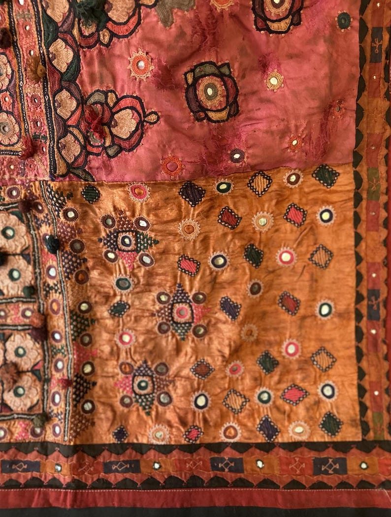 Vintage Indian Tapestry Mirrored Indian Wall Hanging Decor - Etsy