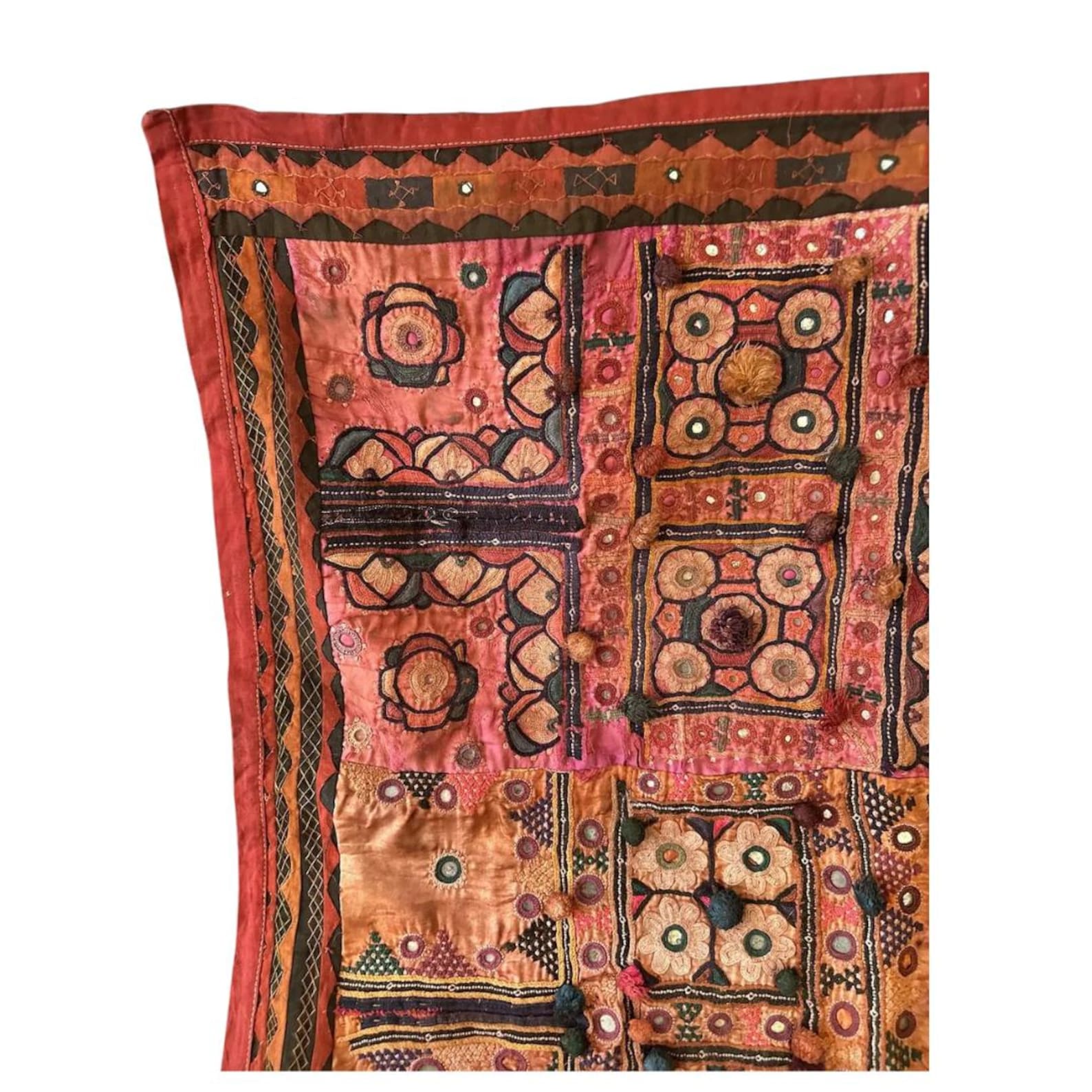 Vintage Indian Tapestry Mirrored Indian Wall Hanging Decor - Etsy