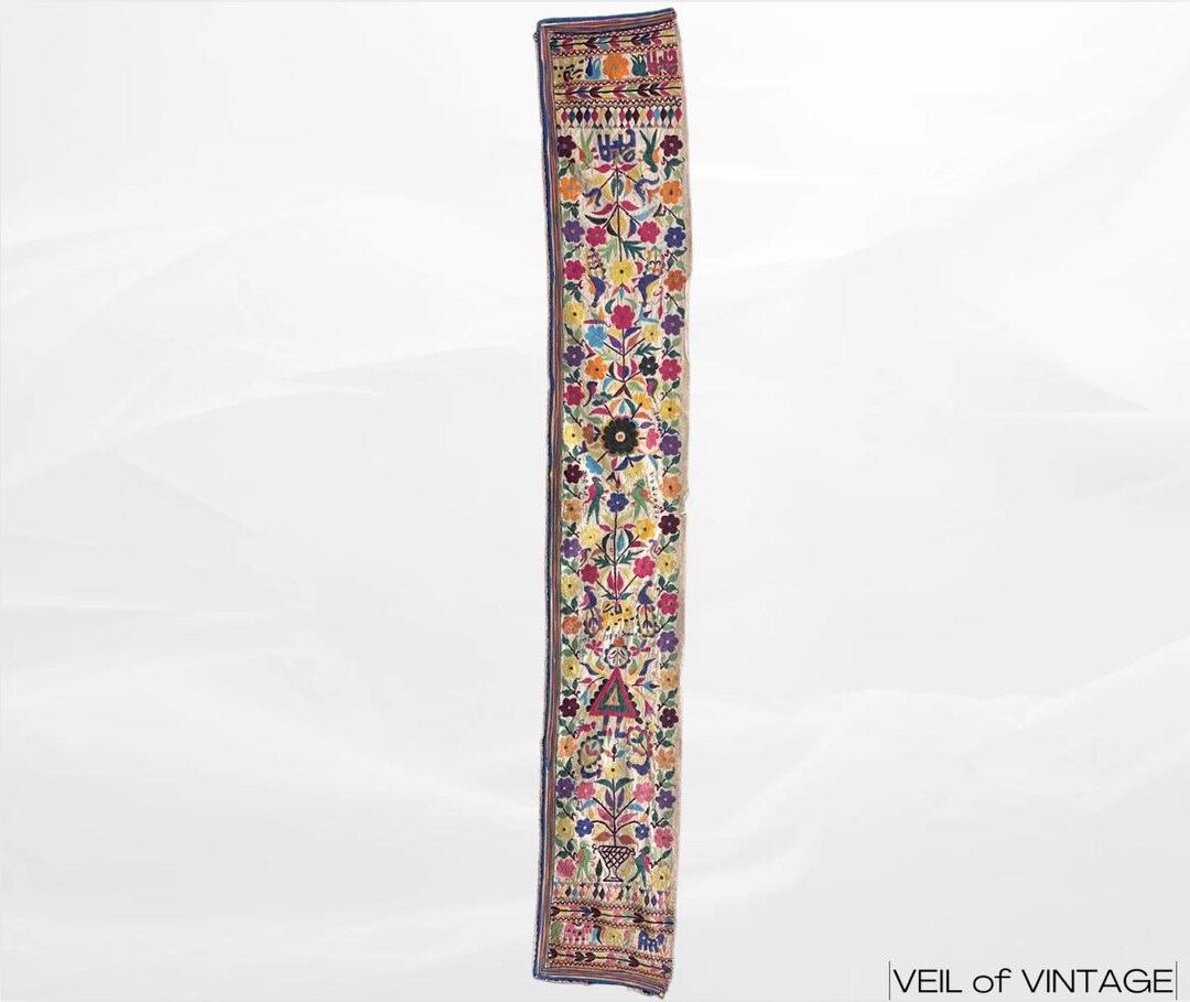 Long Embroidered Old Indian Textile Panel Vintage Textile Art From ...