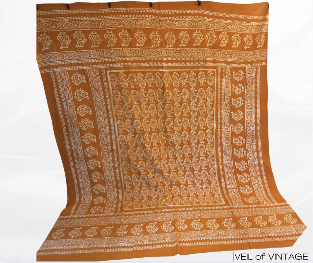 Vintage Indian Batik Hand Dyed Large Wall Hanging, Table Cloth, or ...