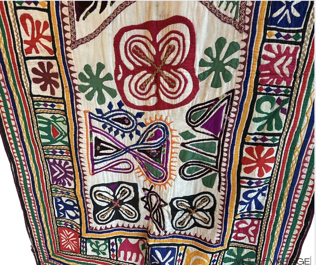 Extra Large Indian Applique Wall Tapestry Hand Embroidered Indian ...